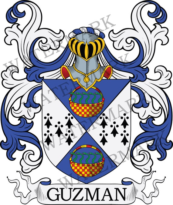 Guzman Family Crest Digital Download Guzman Coat of Arms - Etsy