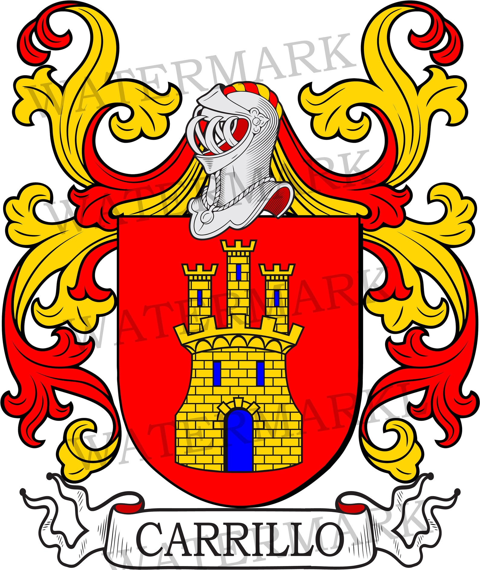 Carrillo Family Crest - Digital Download - Carrillo Coat of Arms JPG ...