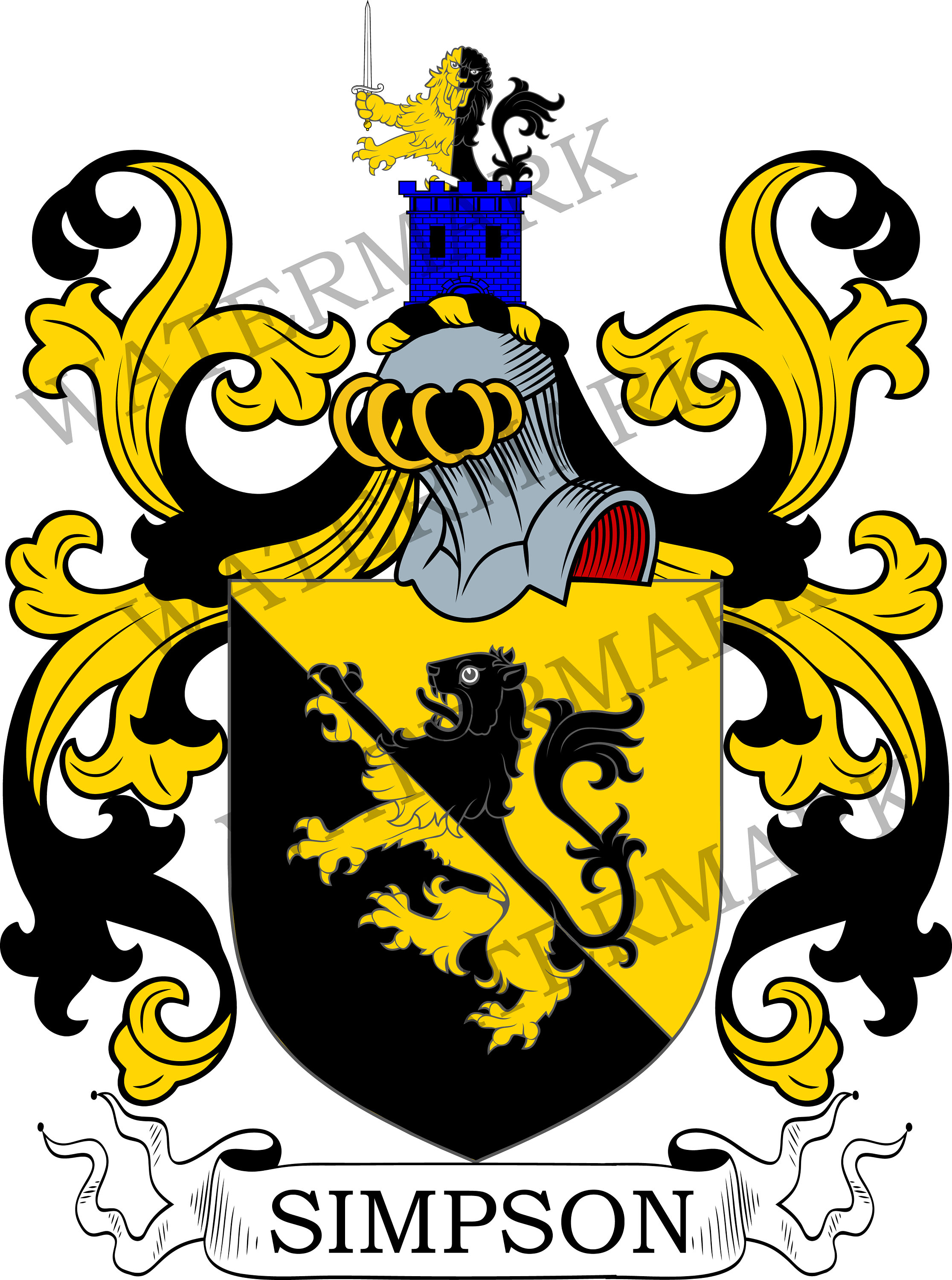 Simpson Family Crest england Digital Download Simpson - Etsy