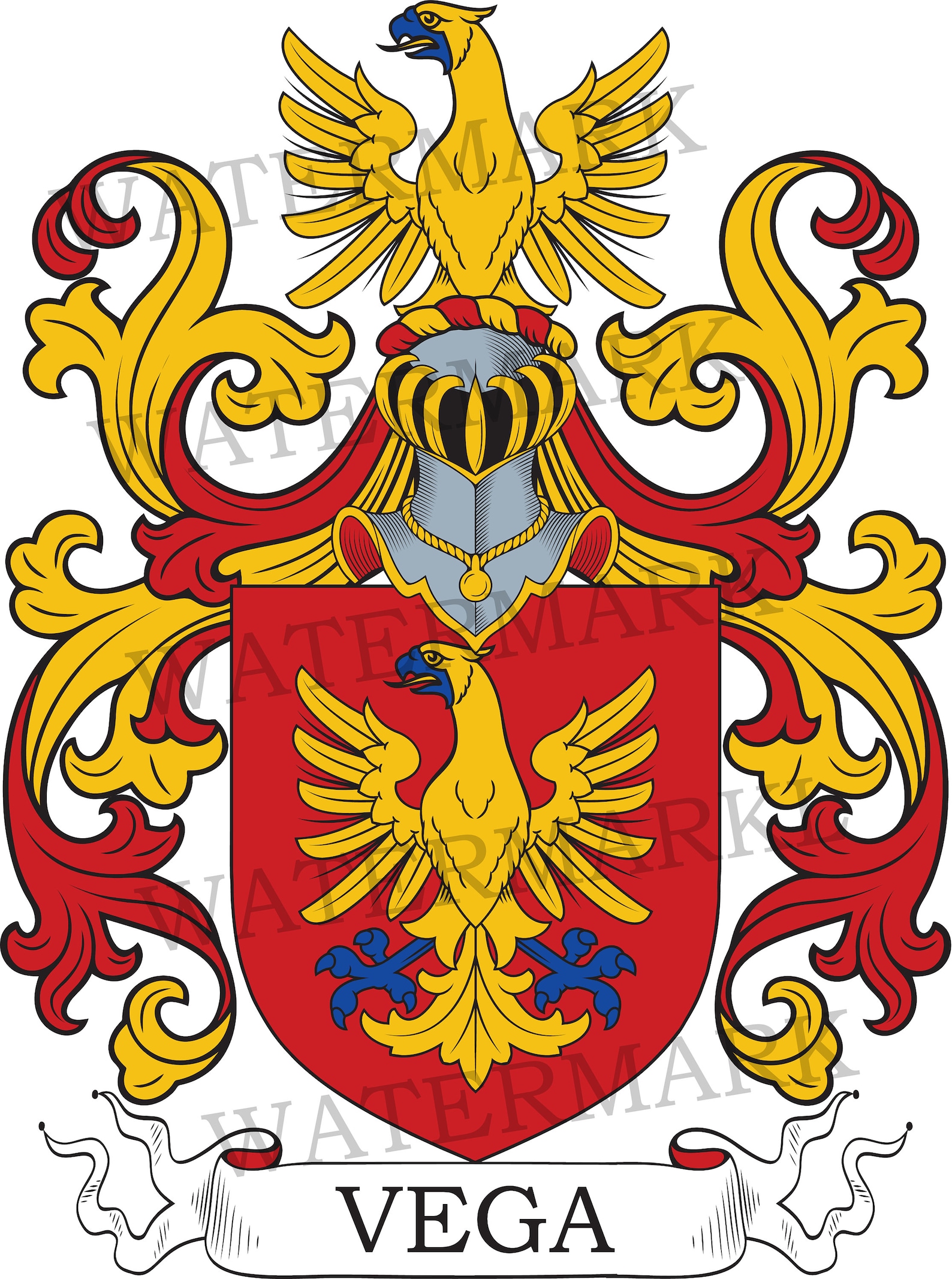 Vega Family Crest - Digital Download - Vega Coat of Arms JPG File ...
