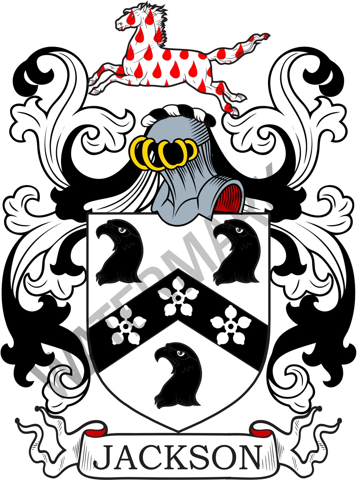 Jackson Family Crest Digital Download Jackson Coat of Arms JPG File ...
