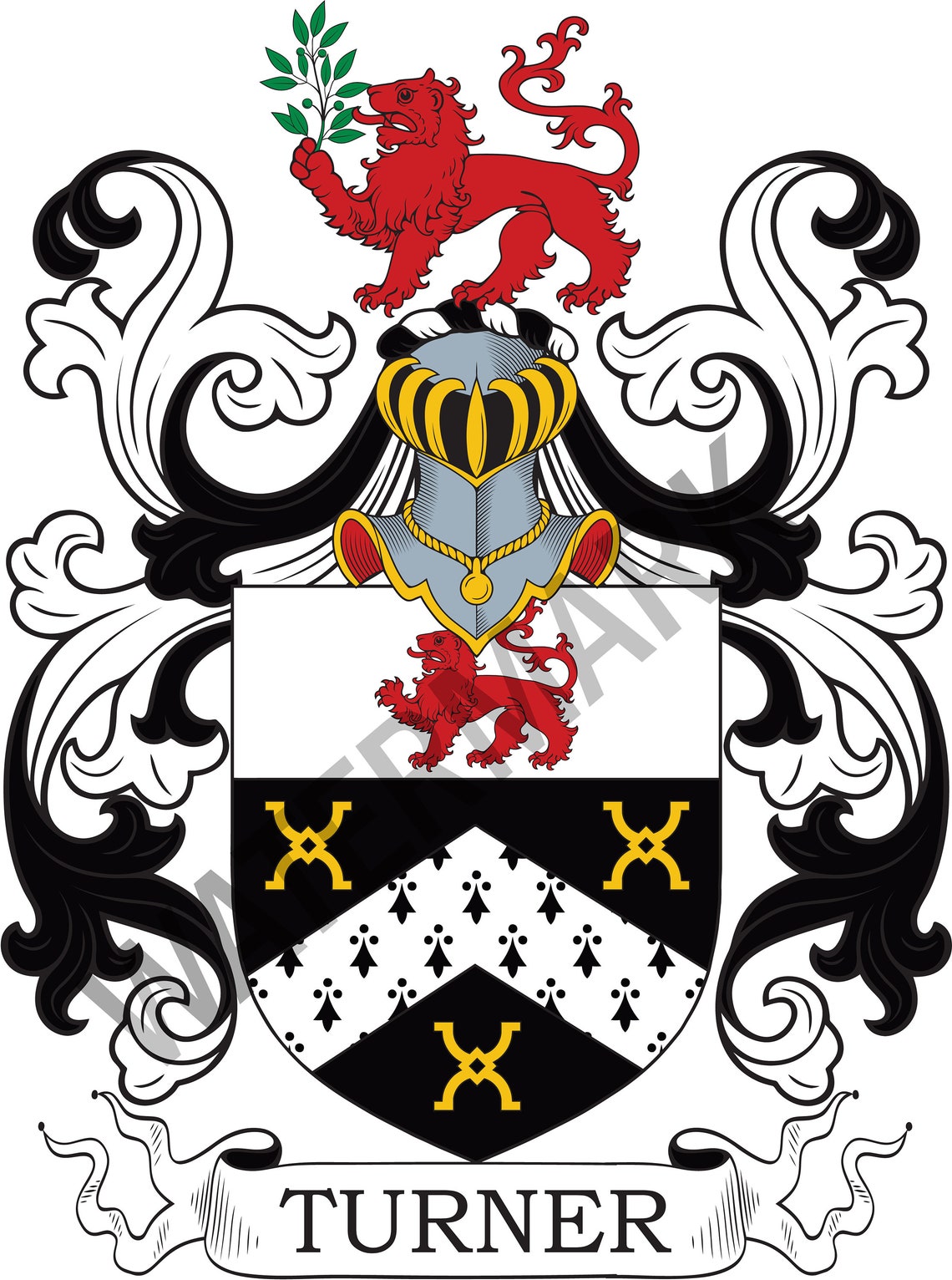 Turner Family Crest - Digital Download - Turner Coat of Arms JPG File ...