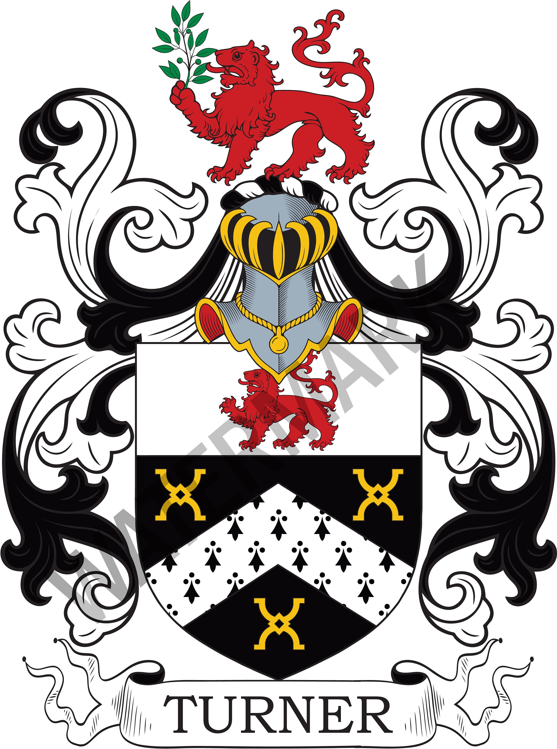 Turner Family Crest - Digital Download - Turner Coat of Arms JPG File ...