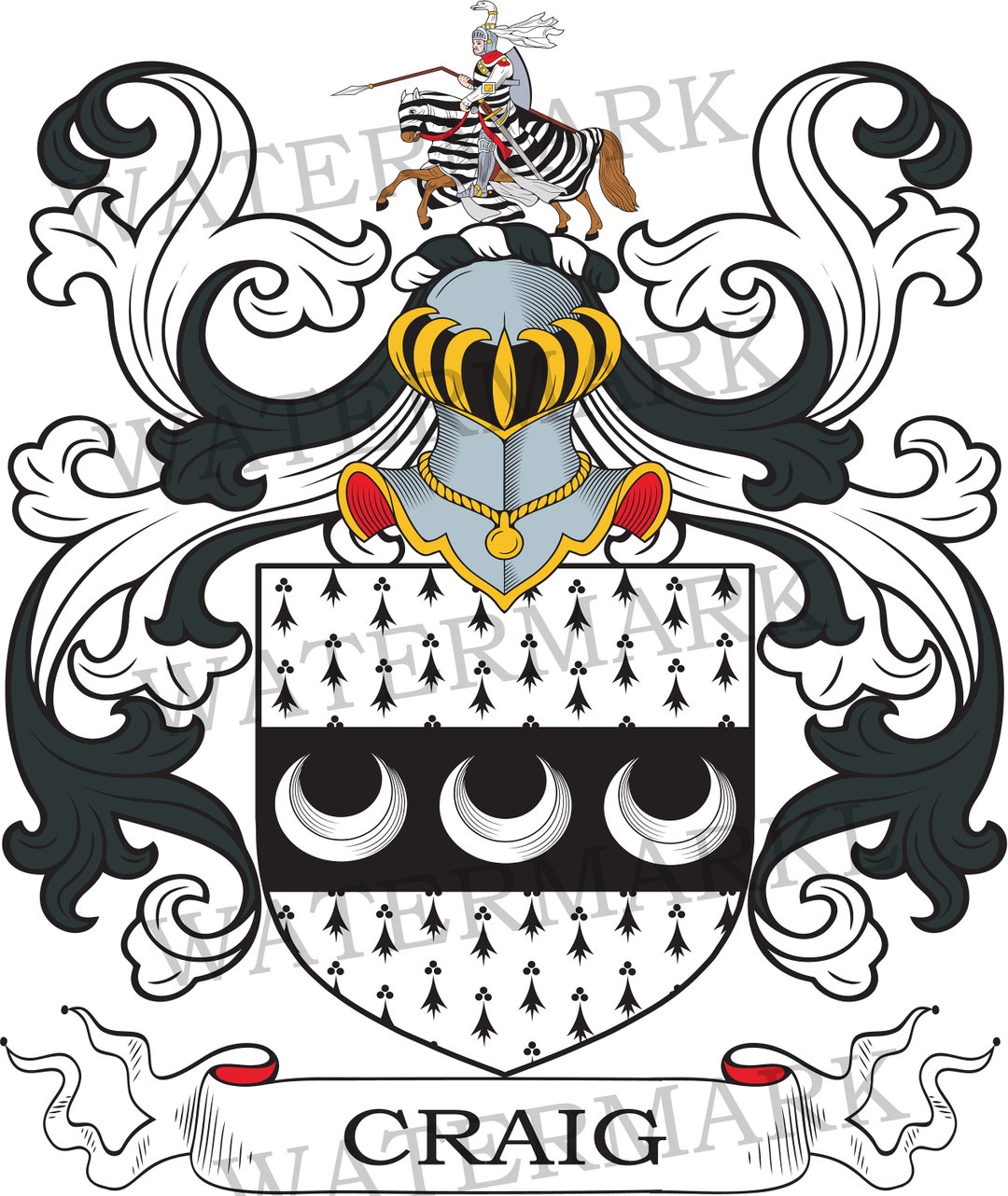 Craig Family Crest - Digital Download - Craig Coat of Arms JPG File ...