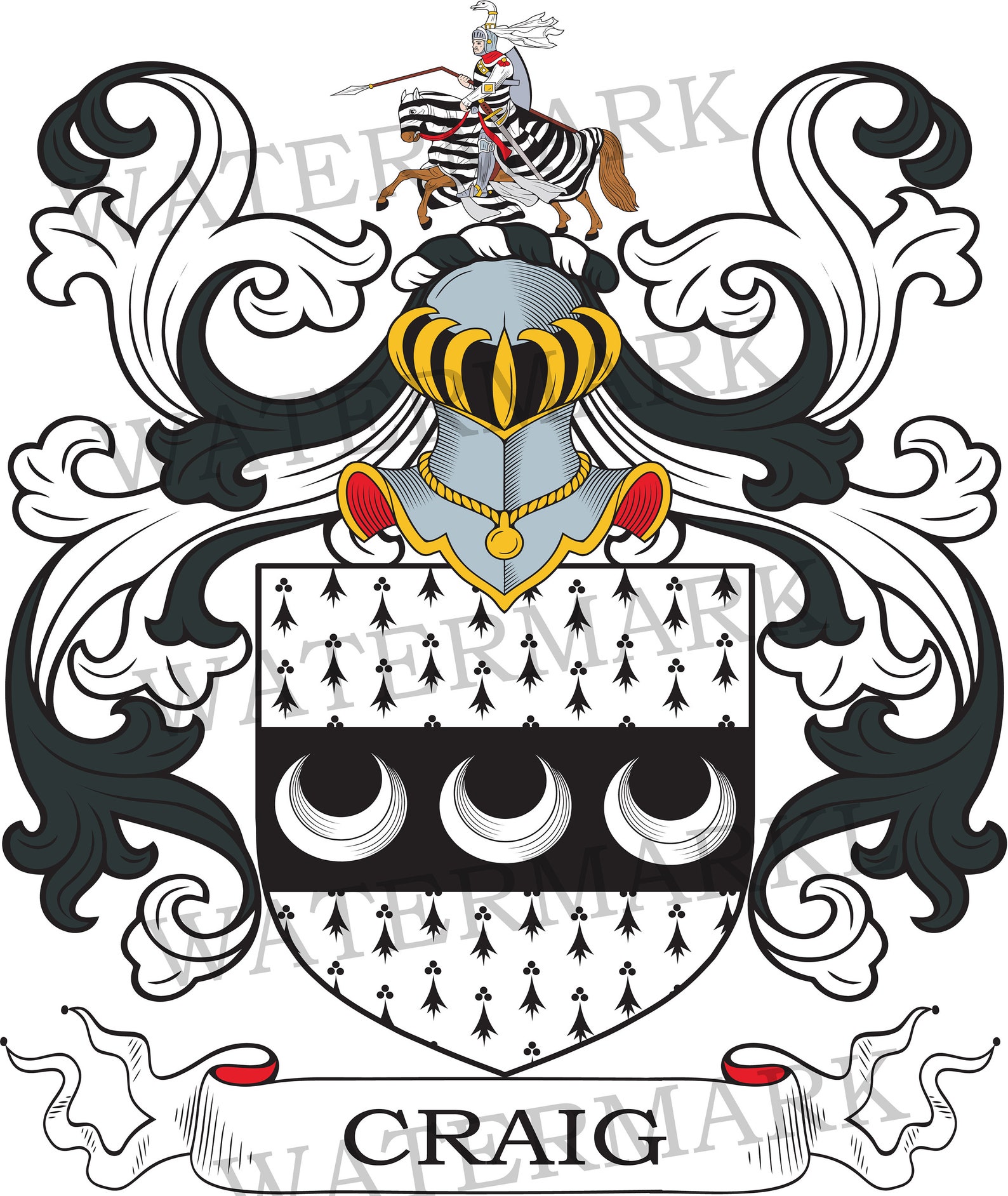 Craig Family Crest - Digital Download - Craig Coat of Arms JPG File ...