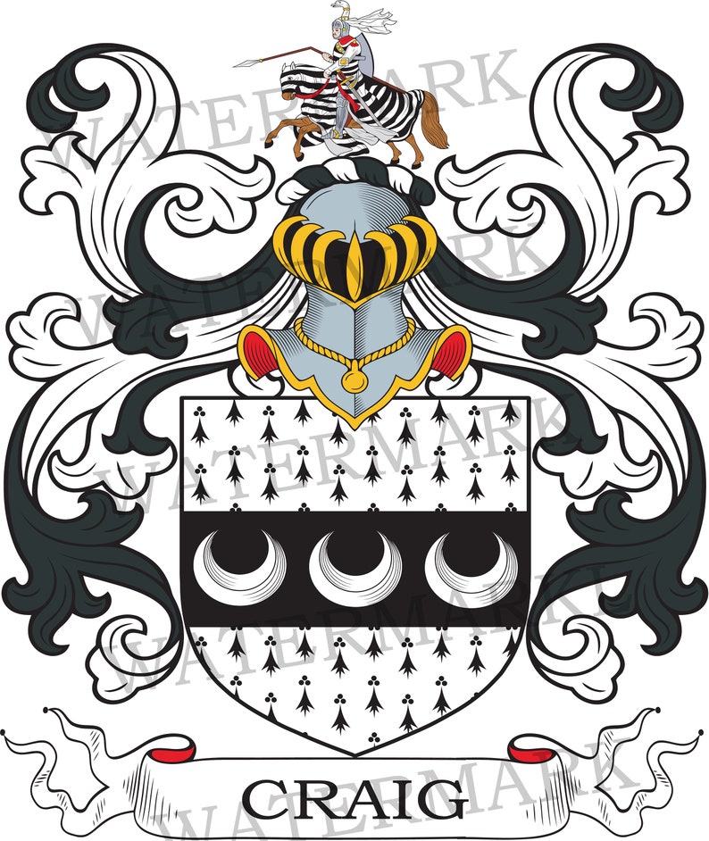 Craig Family Crest - Digital Download - Craig Coat of Arms JPG File ...