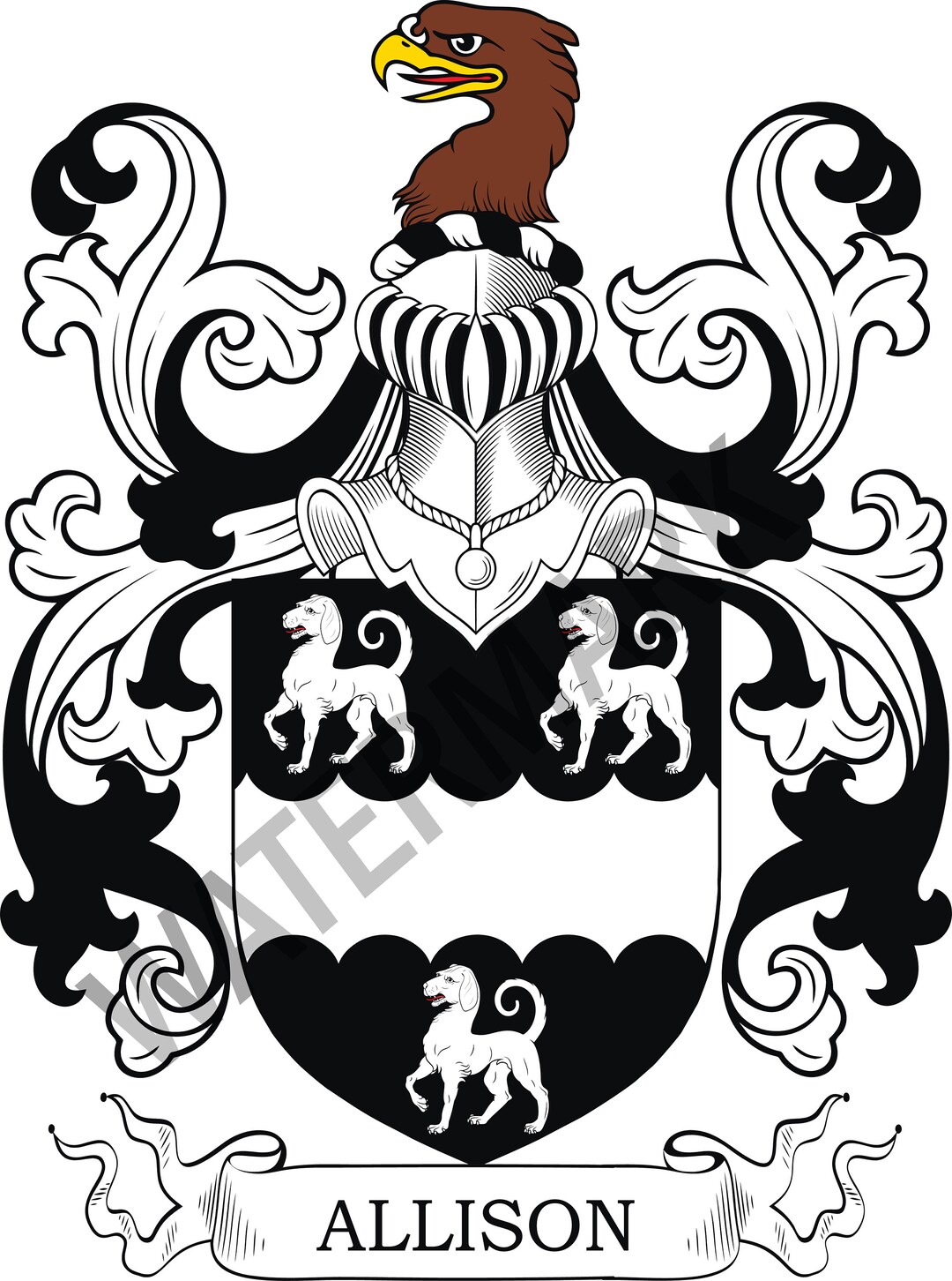 Allison Family Crest - Digital Download - Allison Coat of Arms JPG File ...