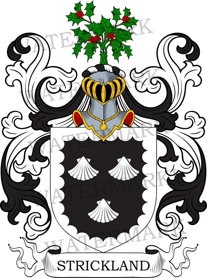 Strickland Family Crest - Digital Download - Strickland Coat of Arms ...