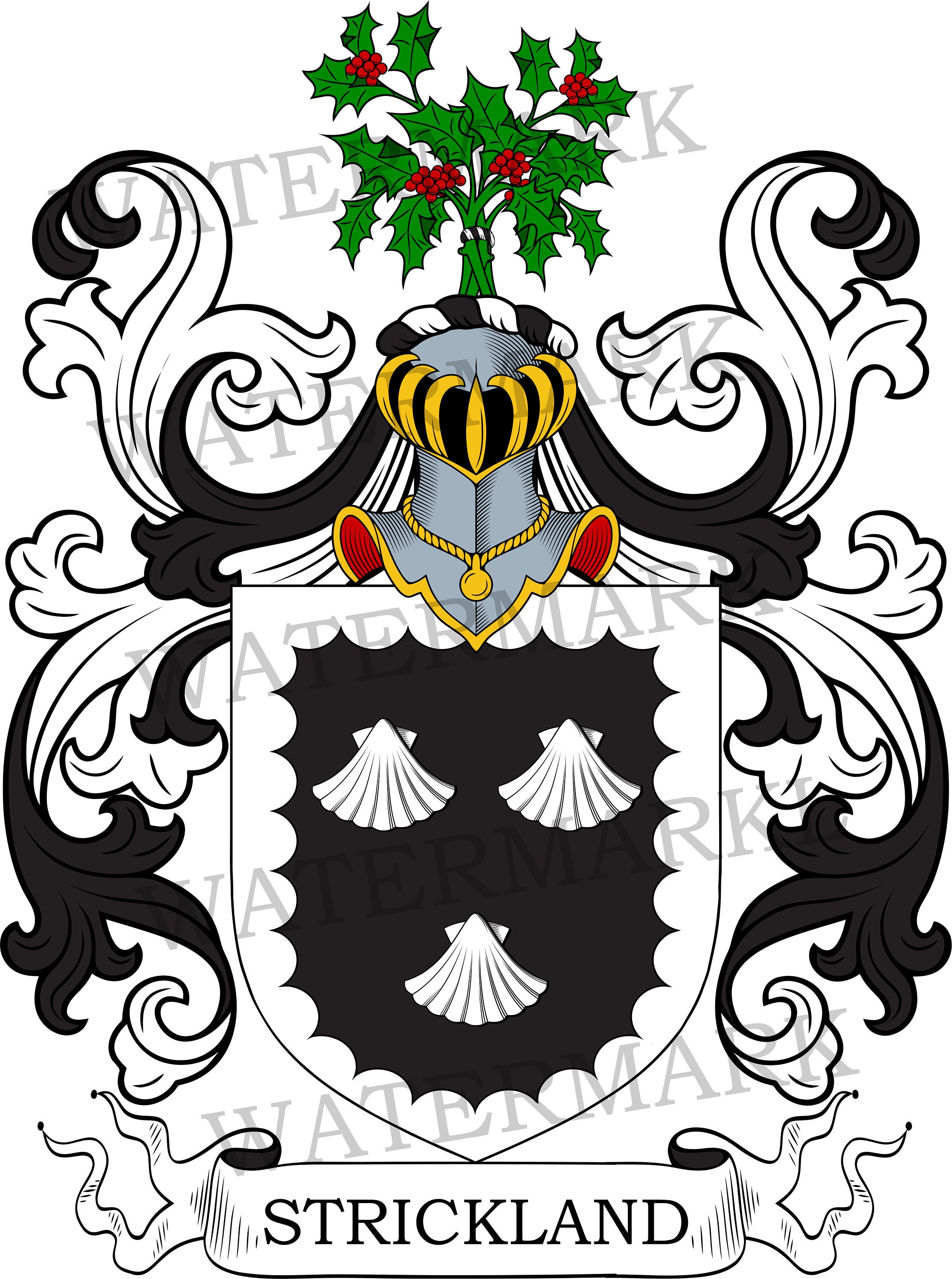 Strickland Family Crest - Digital Download - Strickland Coat of Arms ...