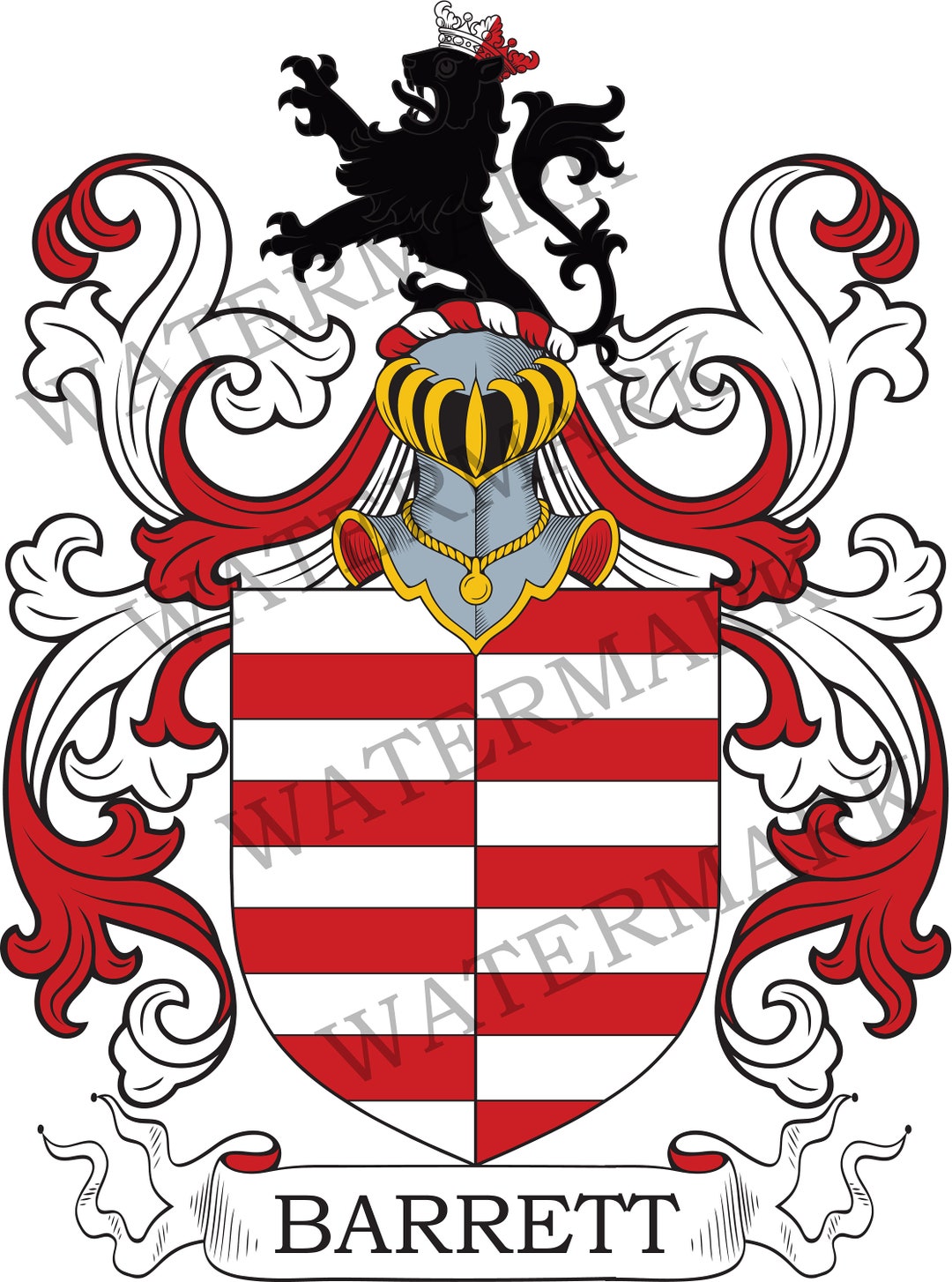 Barrett Family Crest - Digital Download - Barrett Coat of Arms JPG File ...
