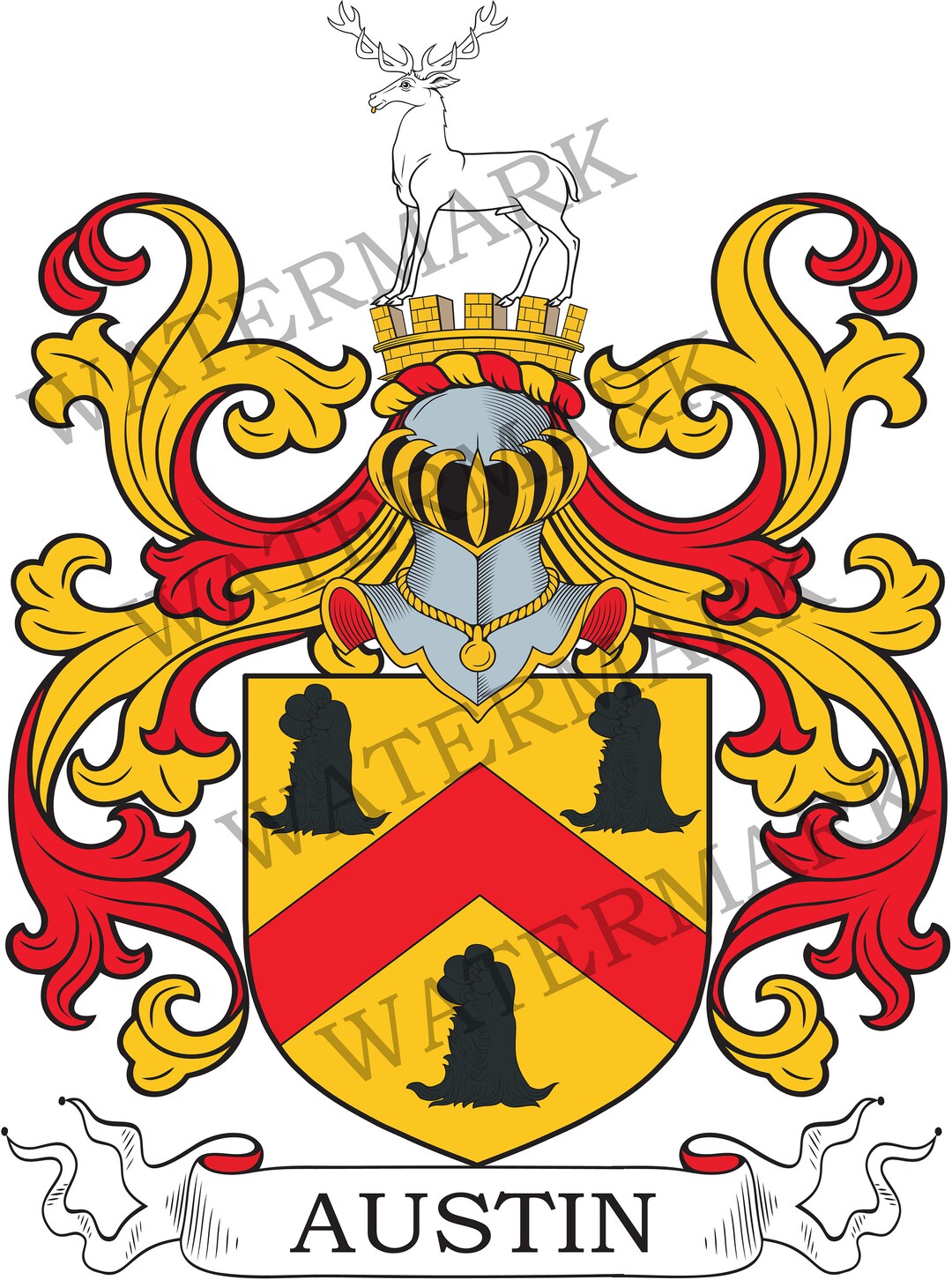 Austin Family Crest - Digital Download - Austin Coat of Arms JPG File ...