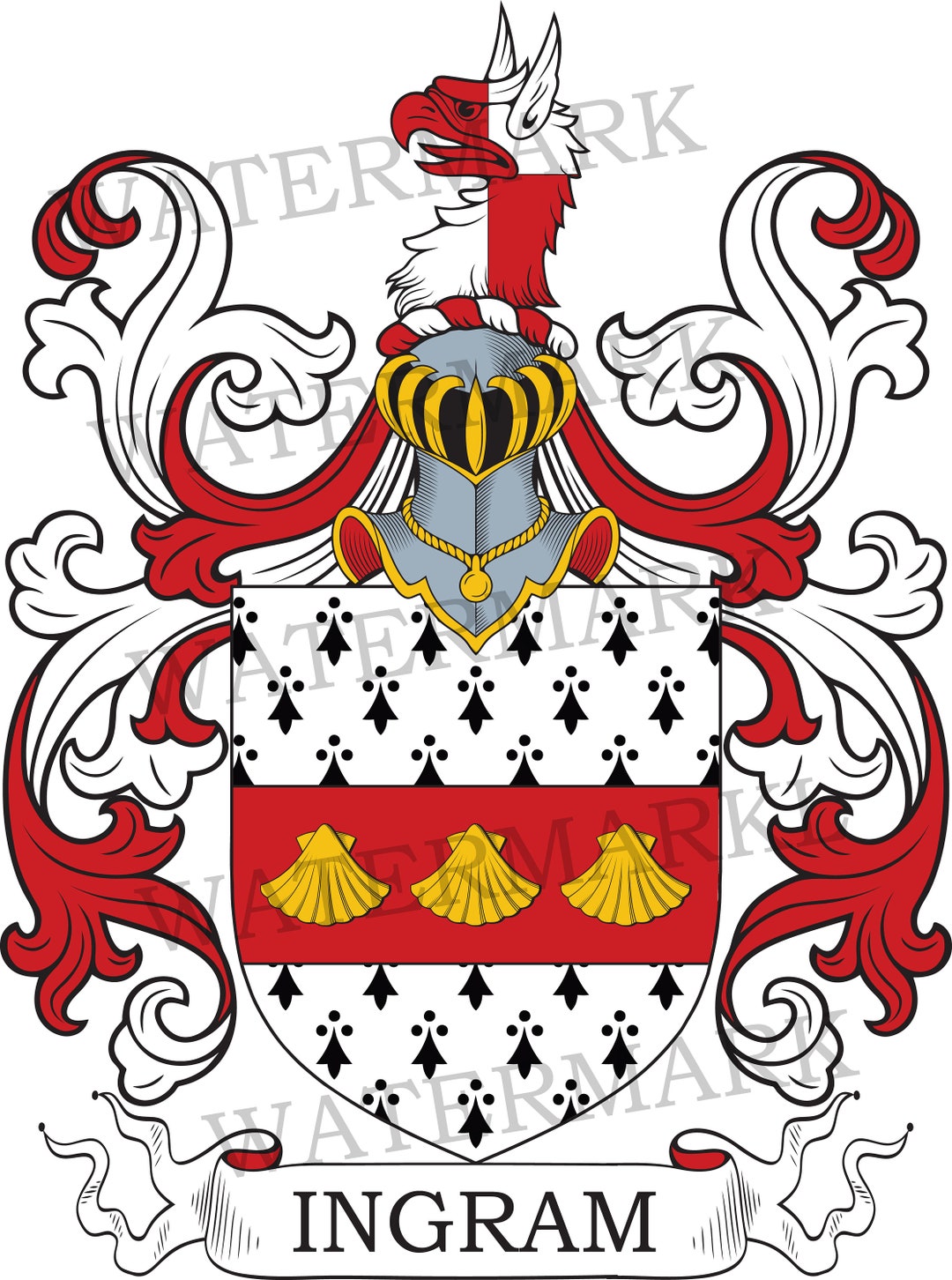 Ingram Family Crest - Digital Download - Ingram Coat of Arms JPG File ...