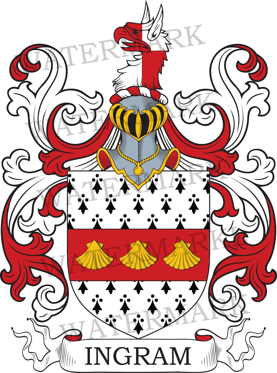 Ingram Family Crest - Digital Download - Ingram Coat of Arms JPG File ...