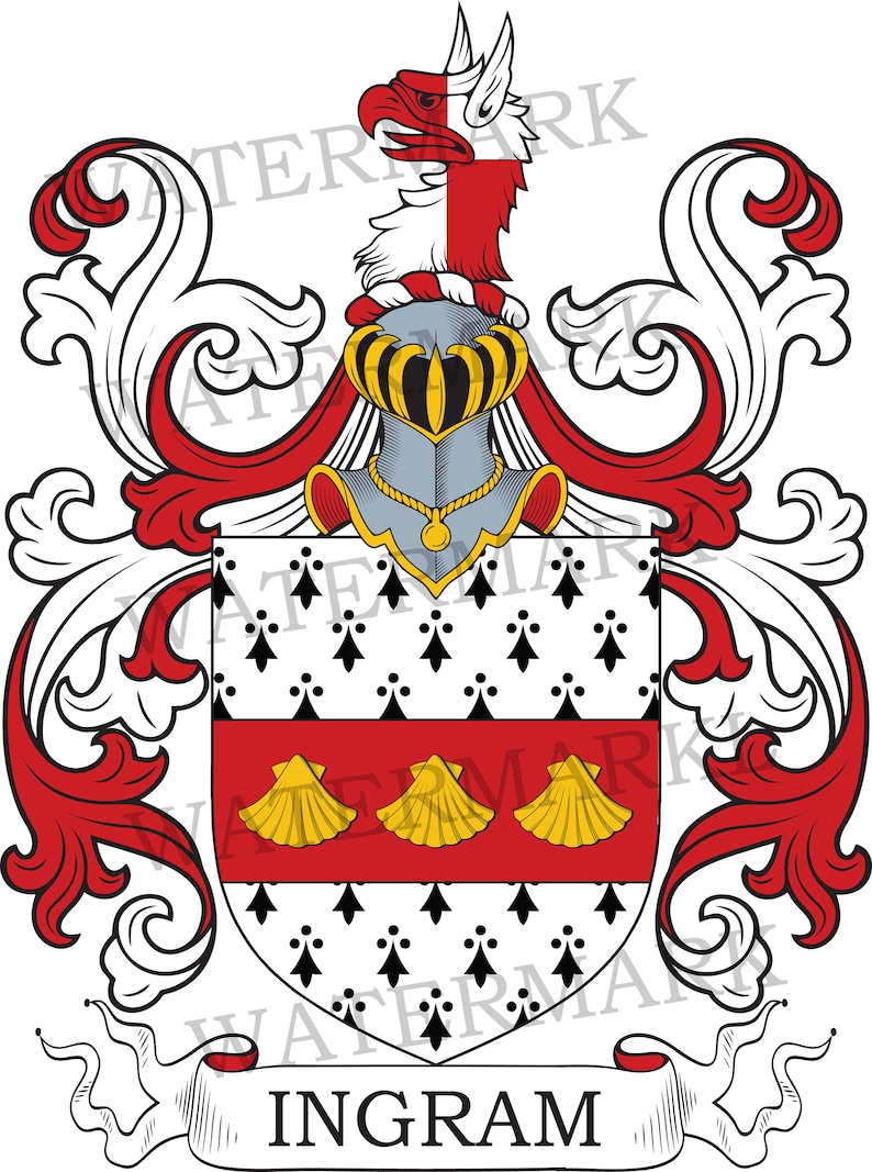 Ingram Family Crest - Digital Download - Ingram Coat of Arms JPG File ...