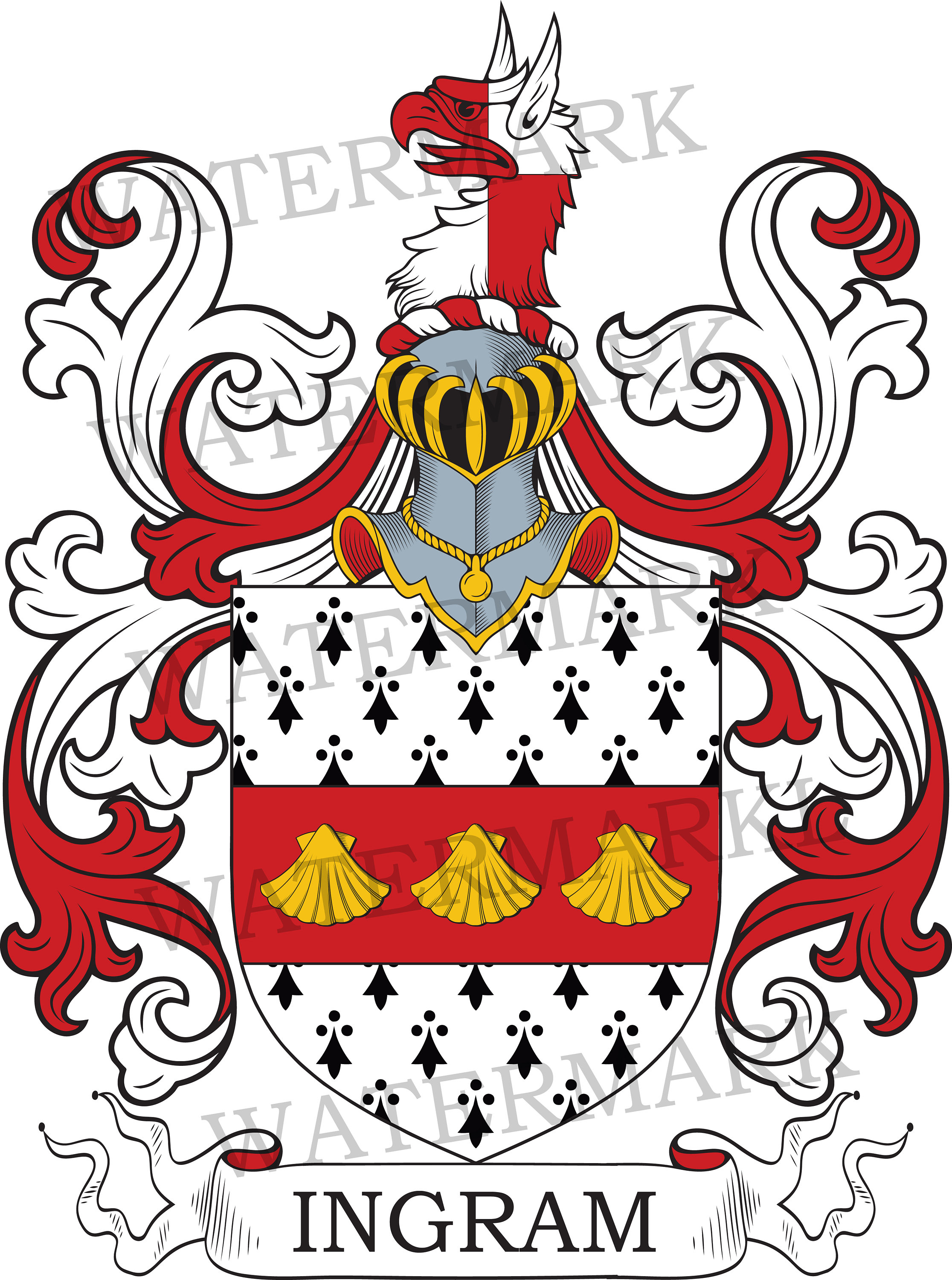 Ingram Family Crest - Digital Download - Ingram Coat of Arms JPG File ...