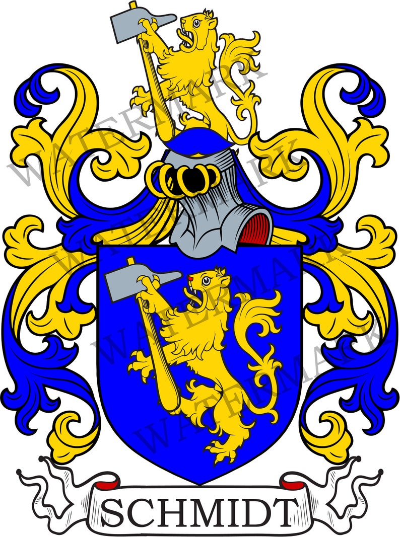 Schmidt Family Crest - Digital Download - Schmidt Coat of Arms JPG File ...