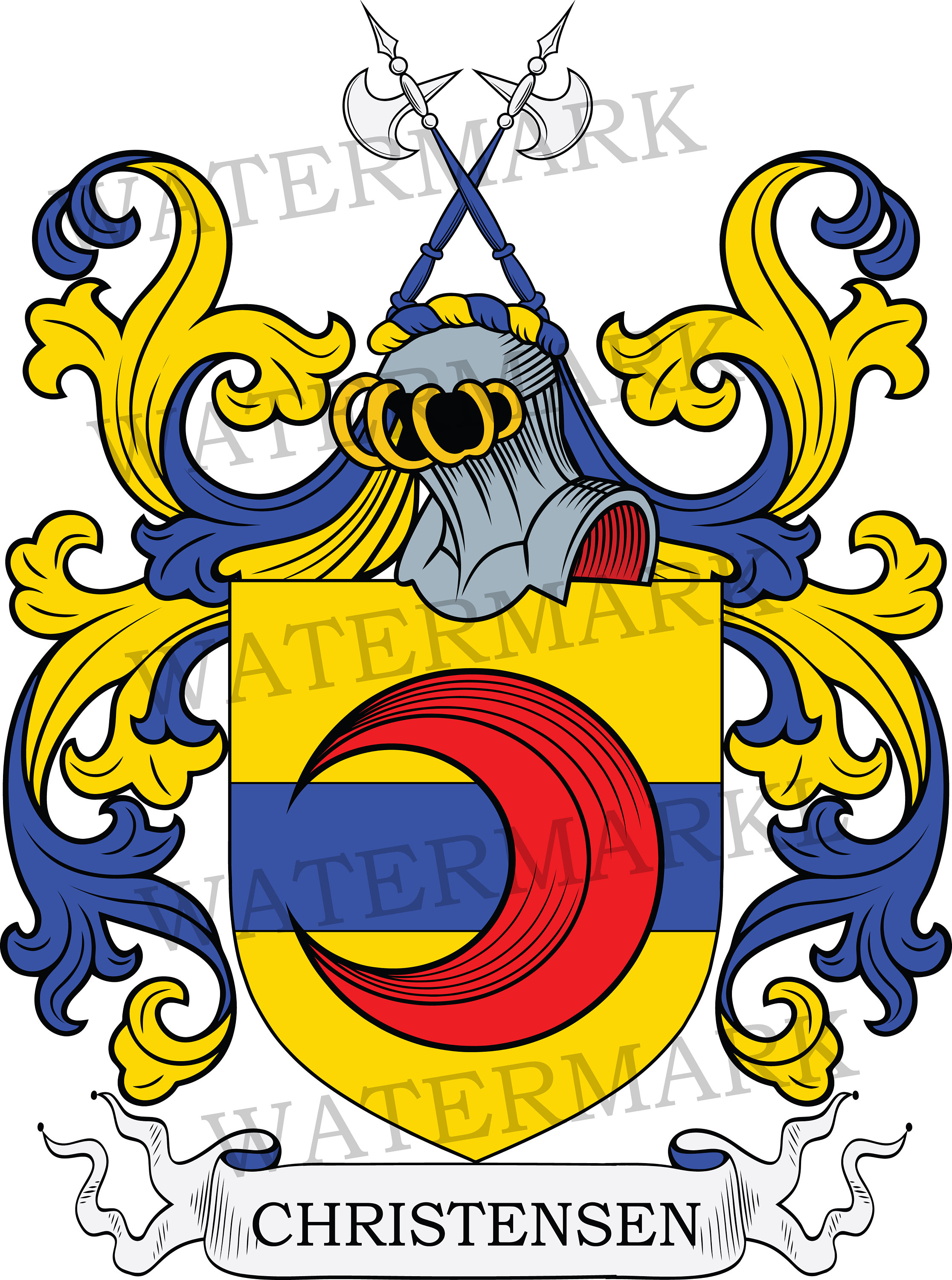 Christensen Family Crest - Digital Download - Christensen Coat of Arms ...