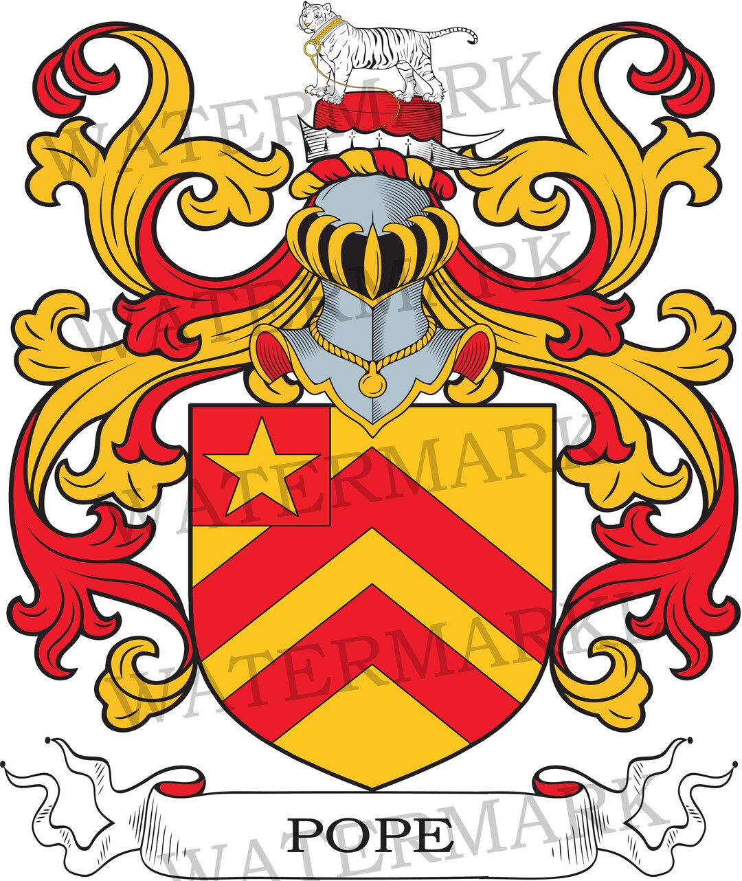 Pope Family Crest - Digital Download - Pope Coat of Arms JPG File ...