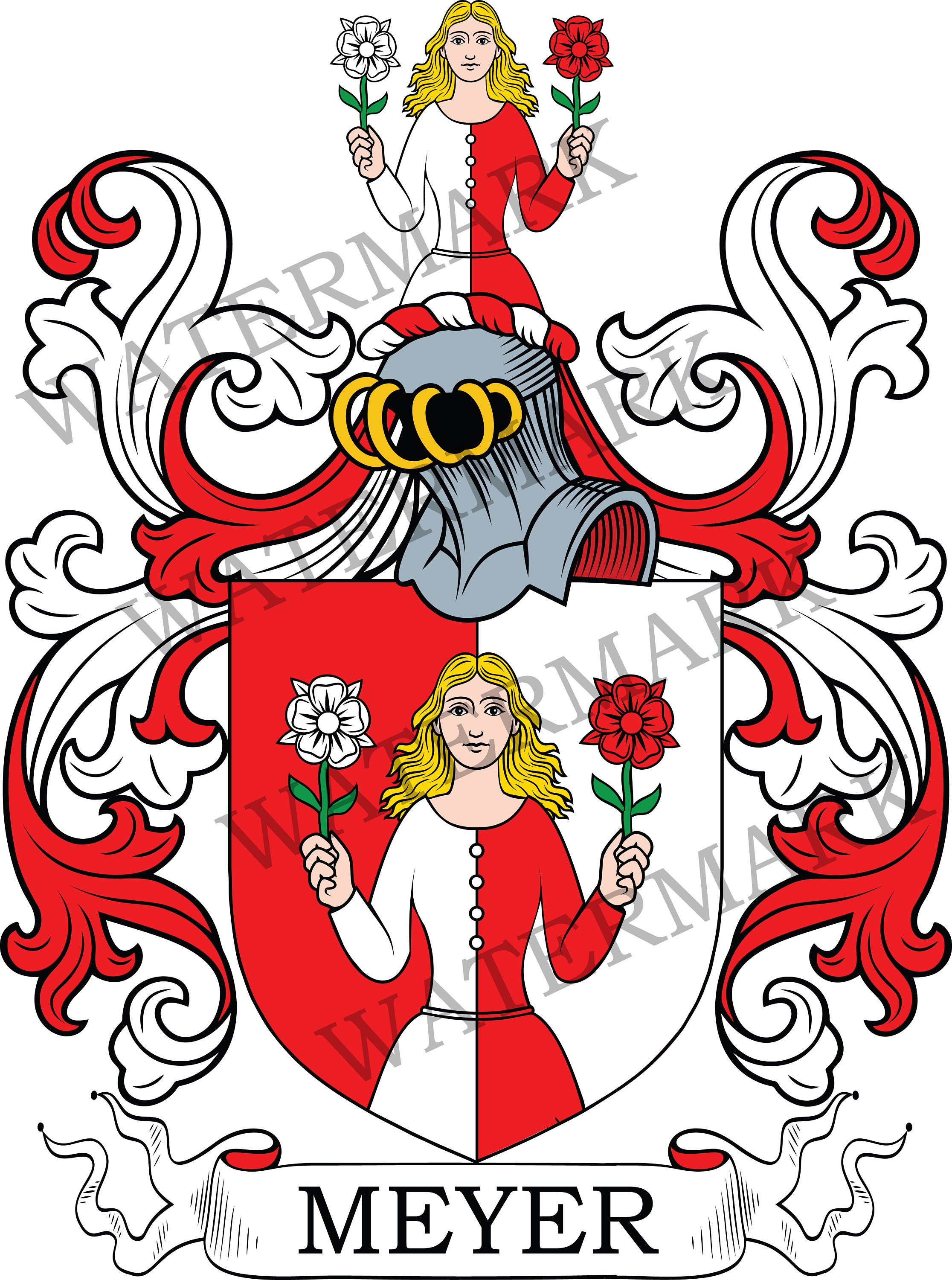 Meyer Family Crest Digital Download Meyer Coat of Arms JPG File ...