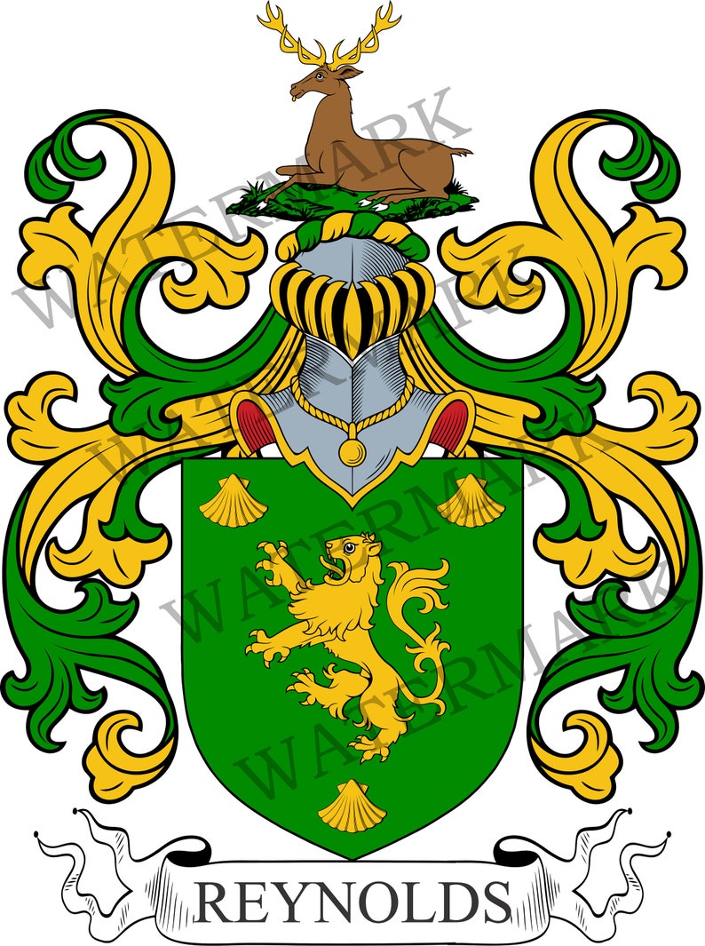 Reynolds Family Crest (ireland) - Digital Download - Reynolds Coat of ...