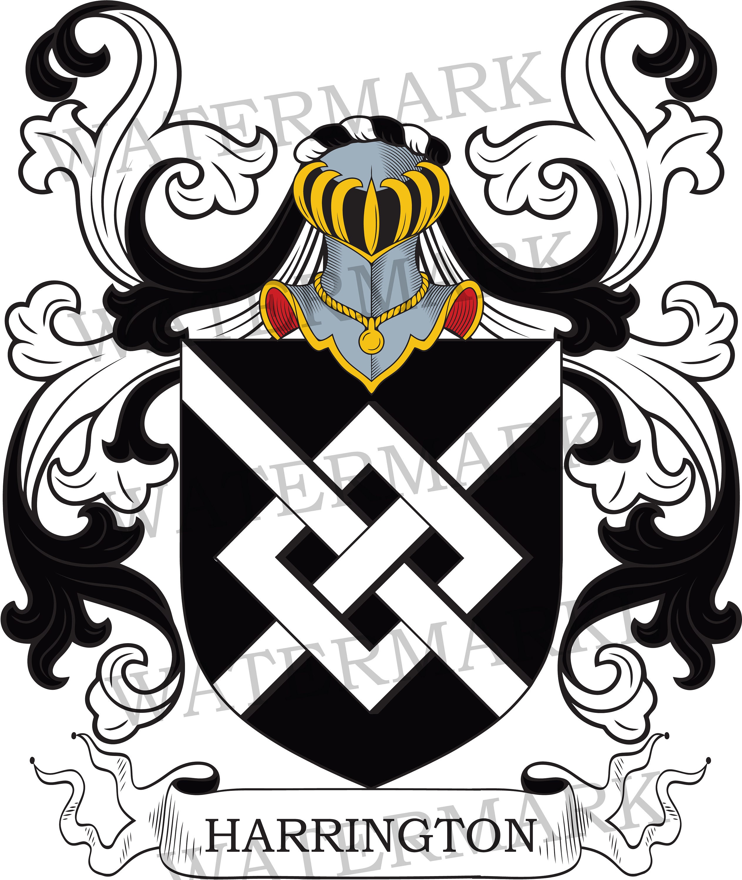 Harrington Family Crest - Digital Download - Harrington Coat of Arms ...