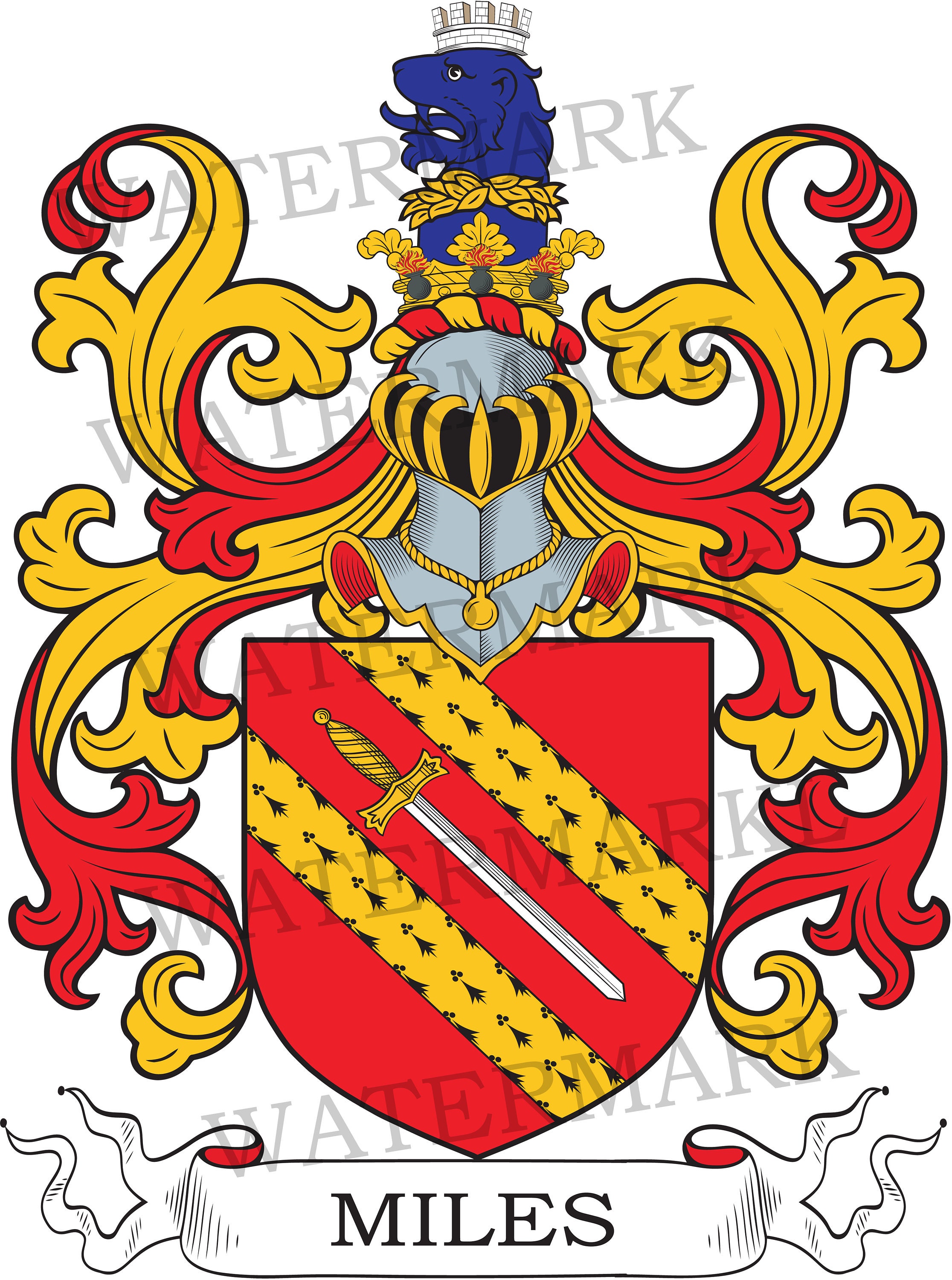 Miles Family Crest ireland Digital Download Miles Coat of Arms JPG File ...