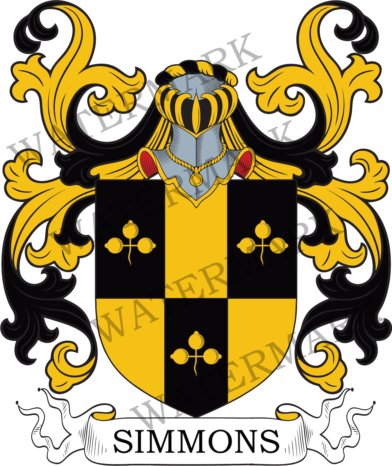 Simmons Family Crest - Digital Download - Simmons Coat of Arms JPG File ...