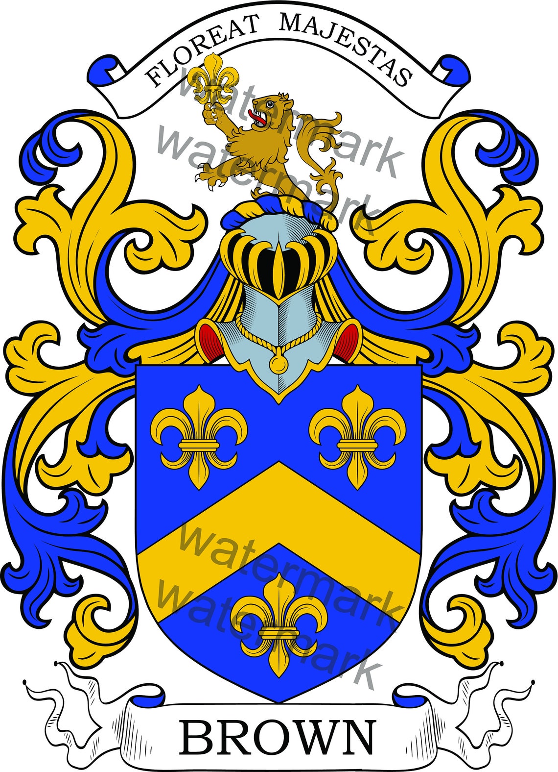 Brown Family Crest - Digital Download - Brown Coat of Arms JPG File ...