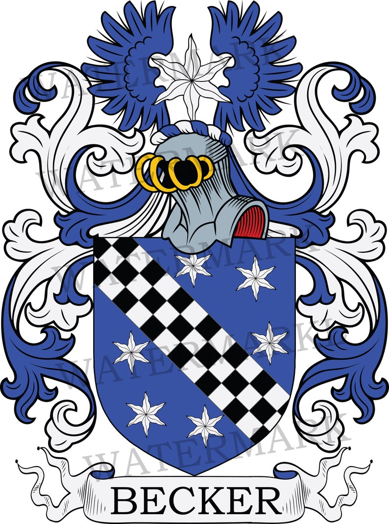 Becker Family Crest - Digital Download - Becker Coat of Arms JPG File ...