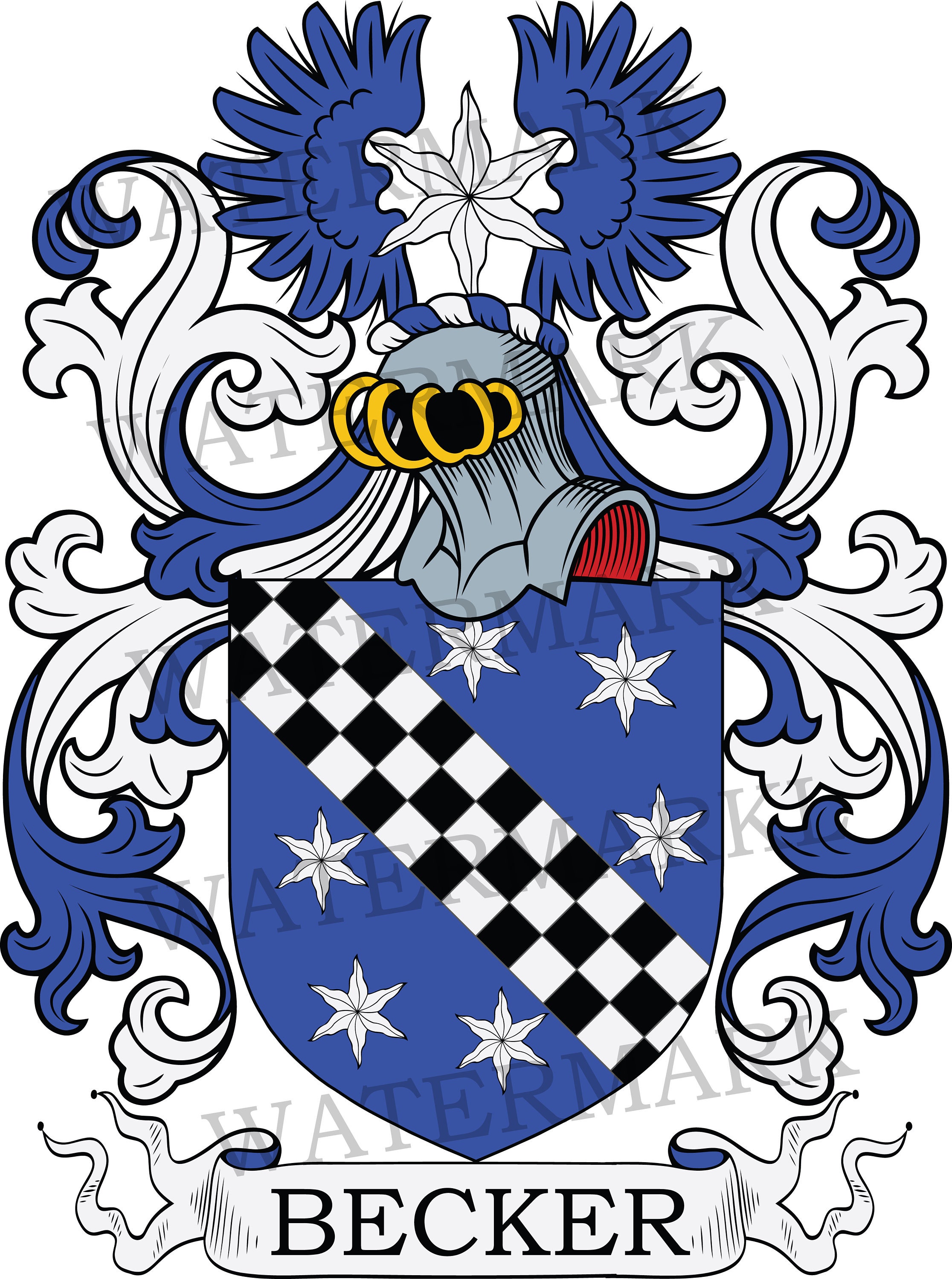 Becker Family Crest - Digital Download - Becker Coat of Arms JPG File ...