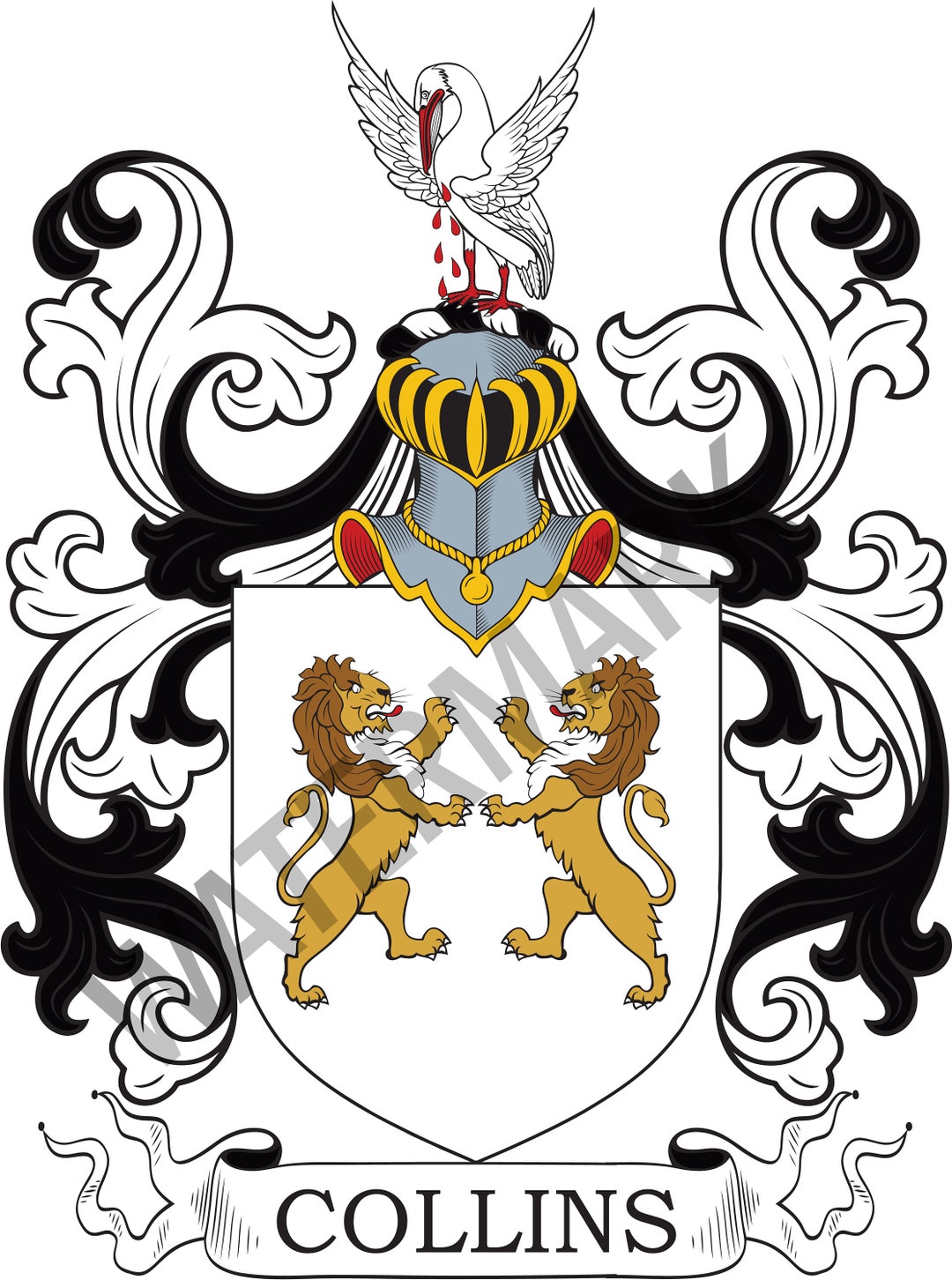Collins Family Crest - Digital Download - Collins Coat of Arms JPG File ...