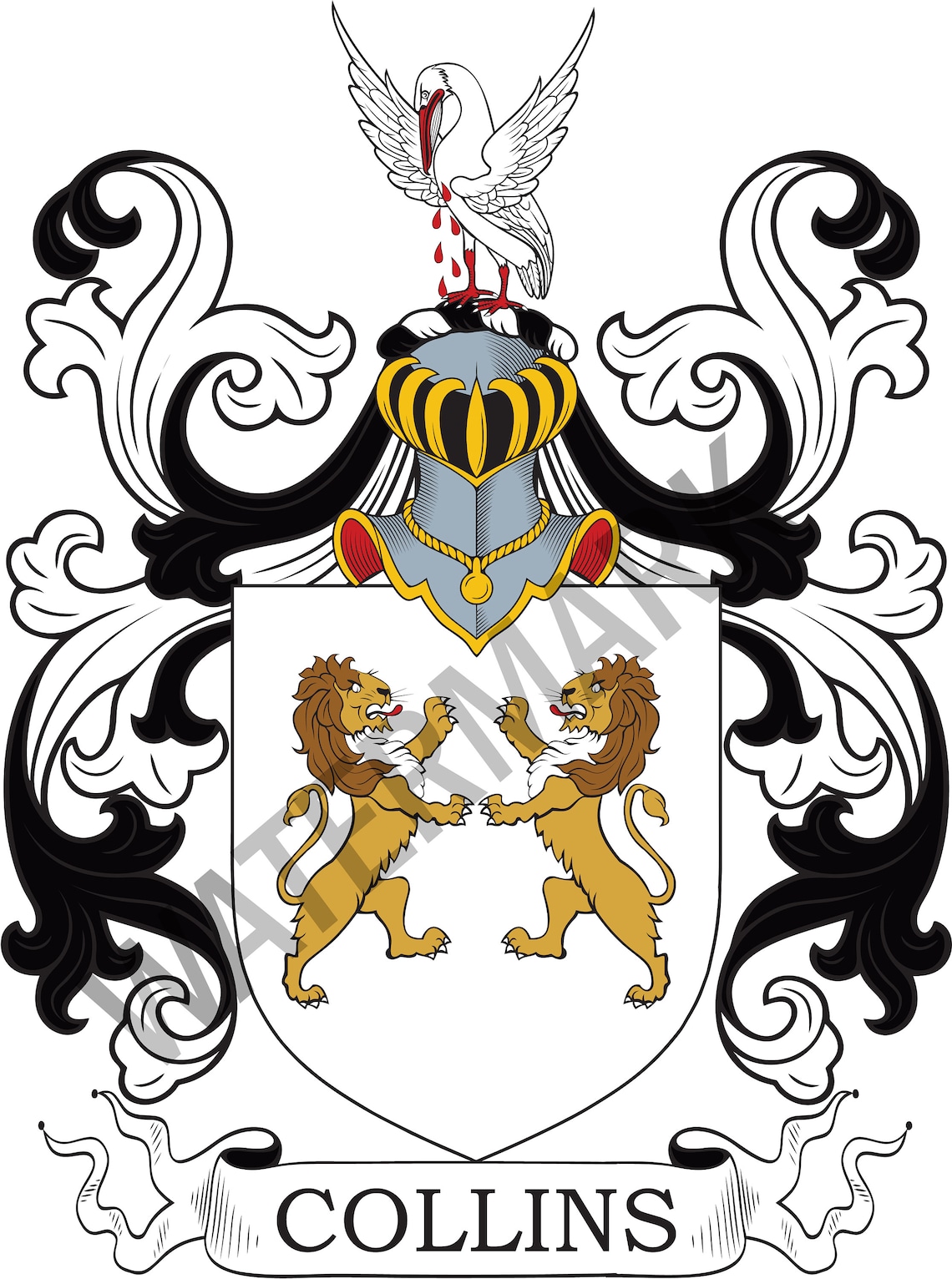 Collins Family Crest - Digital Download - Collins Coat of Arms JPG File ...