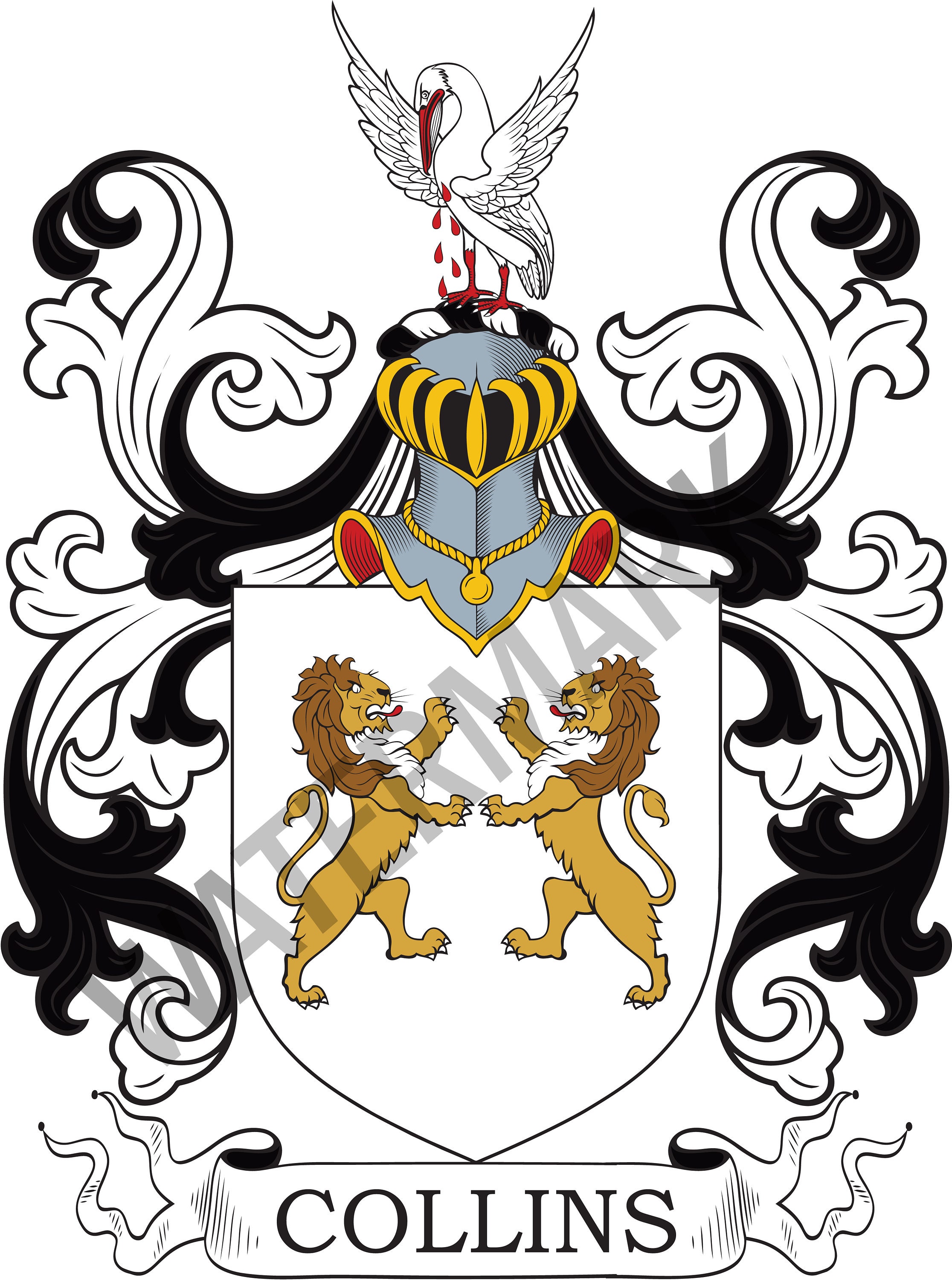 Collins Family Crest - Digital Download - Collins Coat of Arms JPG File ...