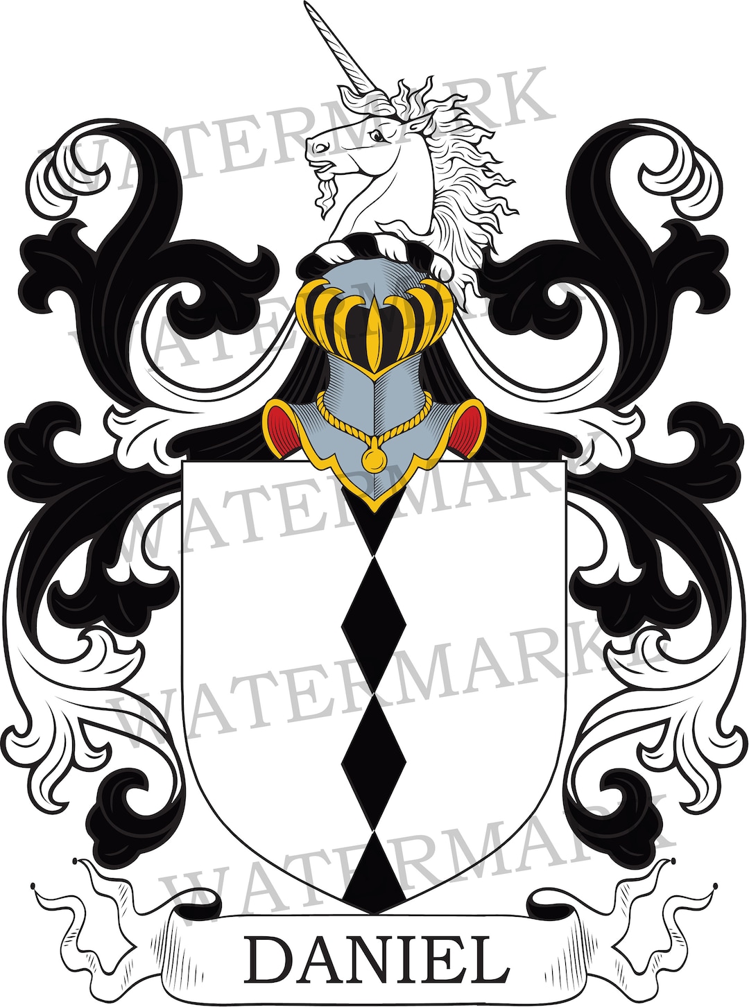 Daniel Family Crest - Digital Download - Daniel Coat of Arms JPG File ...