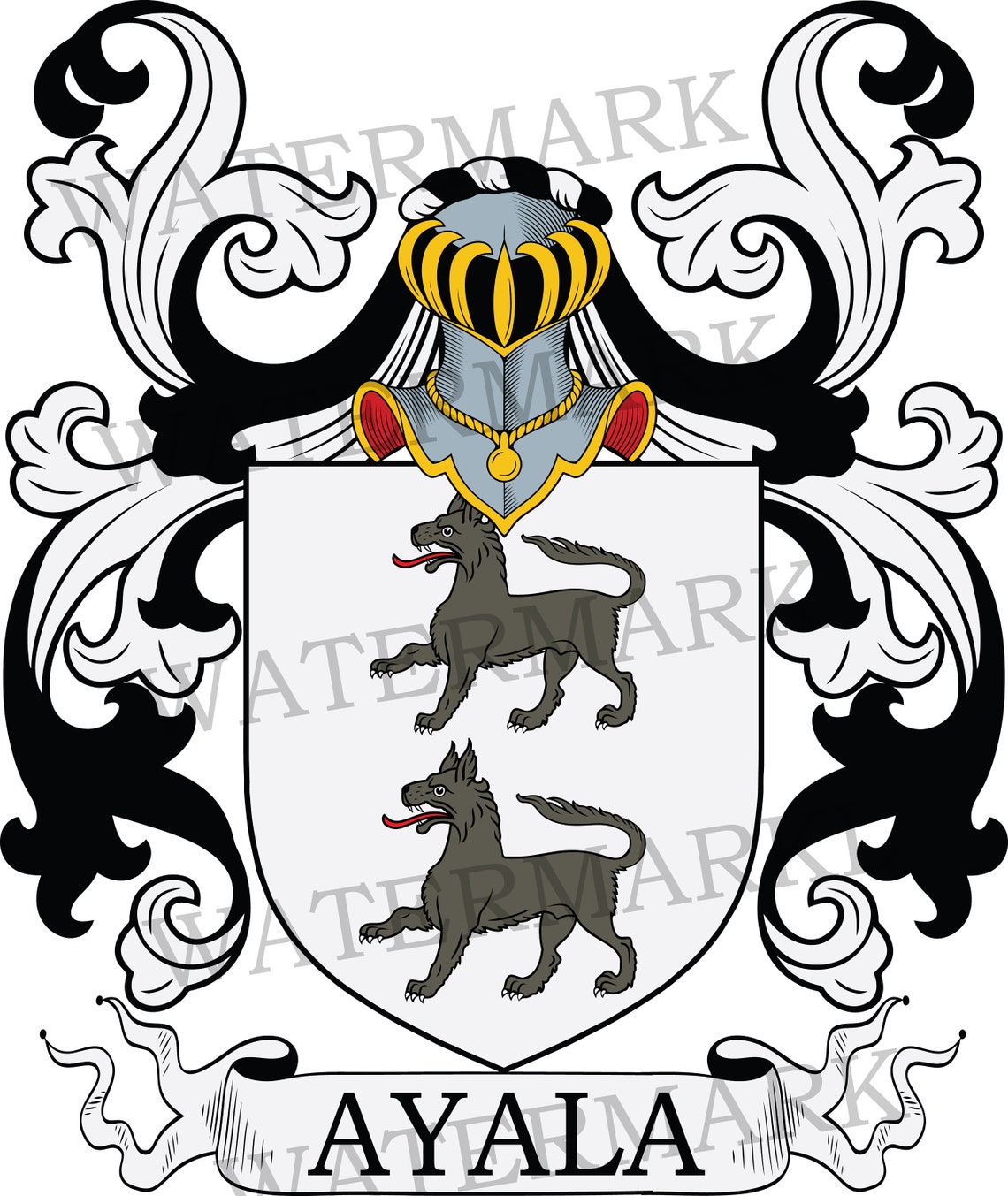 Ayala Family Crest Digital Download Ayala Coat of Arms JPG File ...