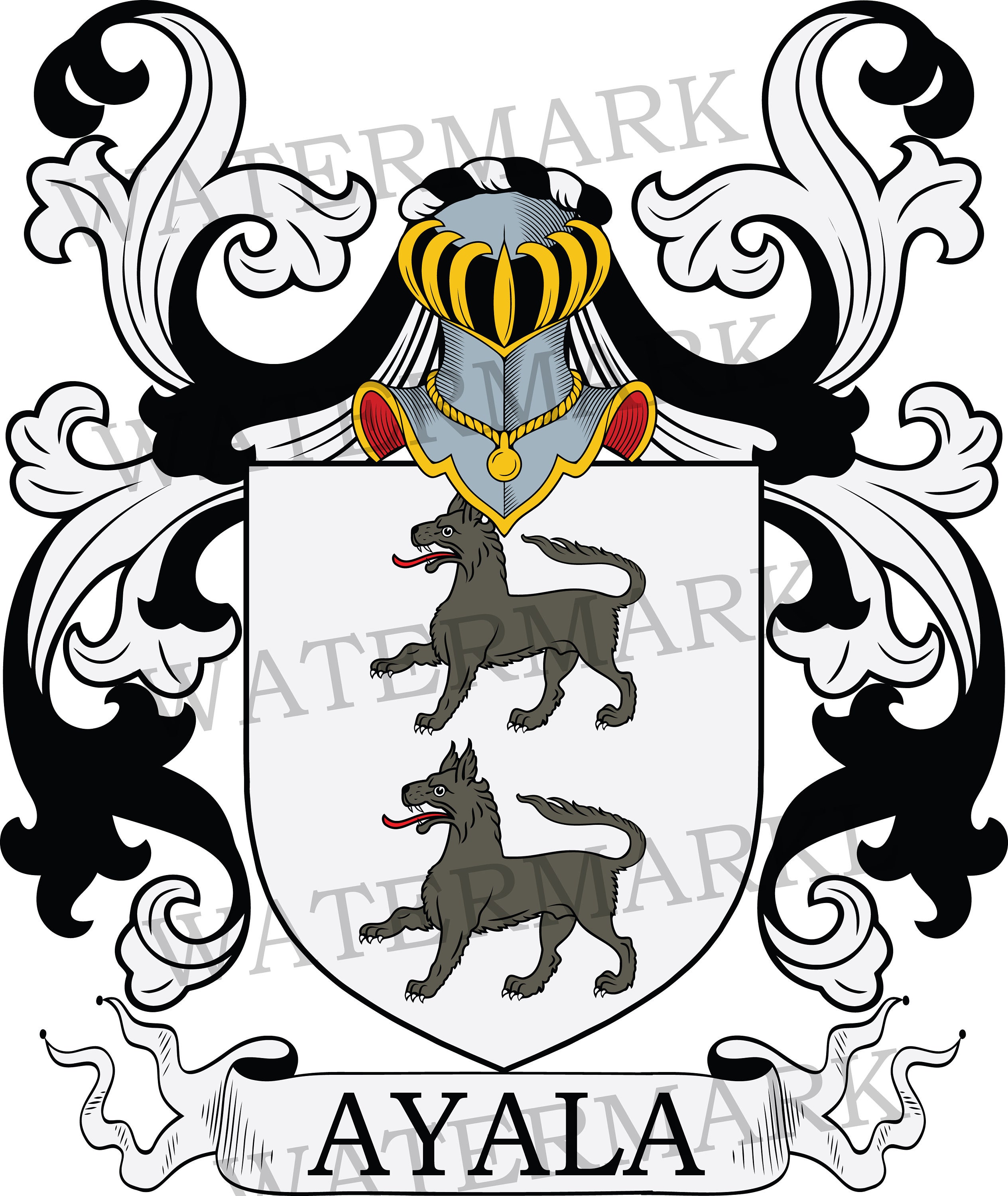 Ayala Family Crest Digital Download Ayala Coat of Arms JPG File ...