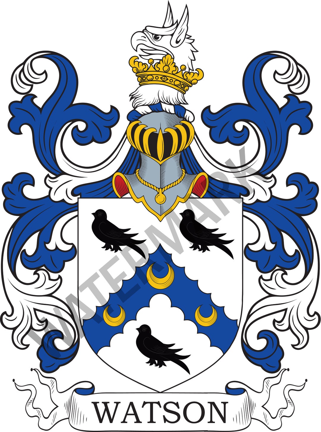 Watson Family Crest - Digital Download - Watson Coat of Arms JPG File ...