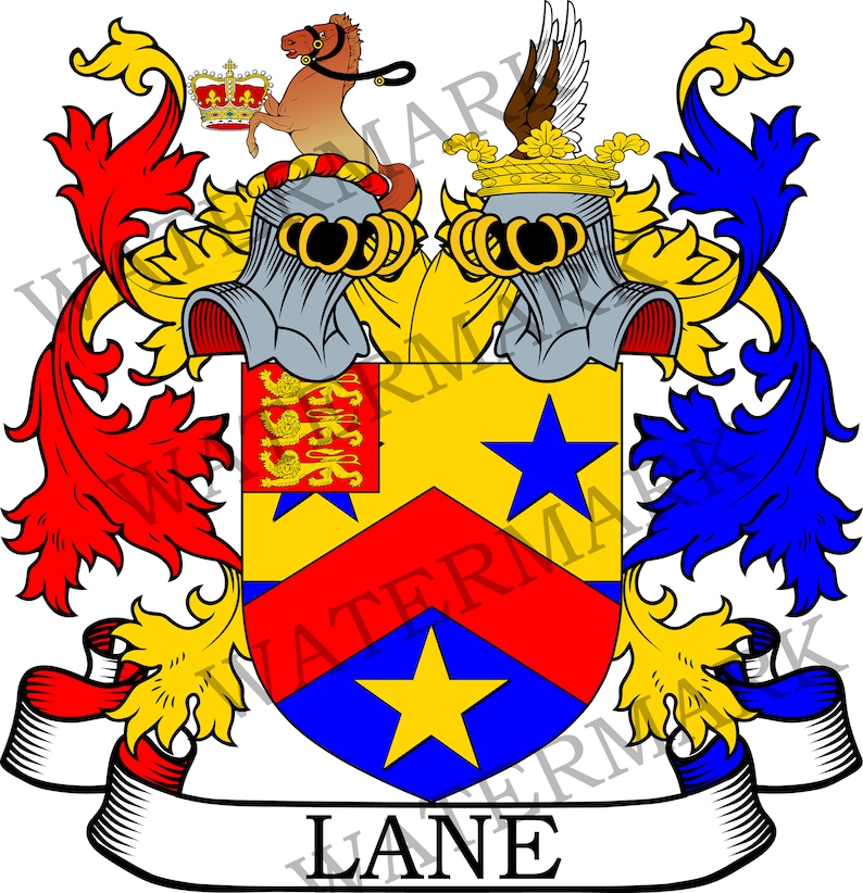 Lane Family Crest (england) - Digital Download - Lane Coat of Arms JPG ...