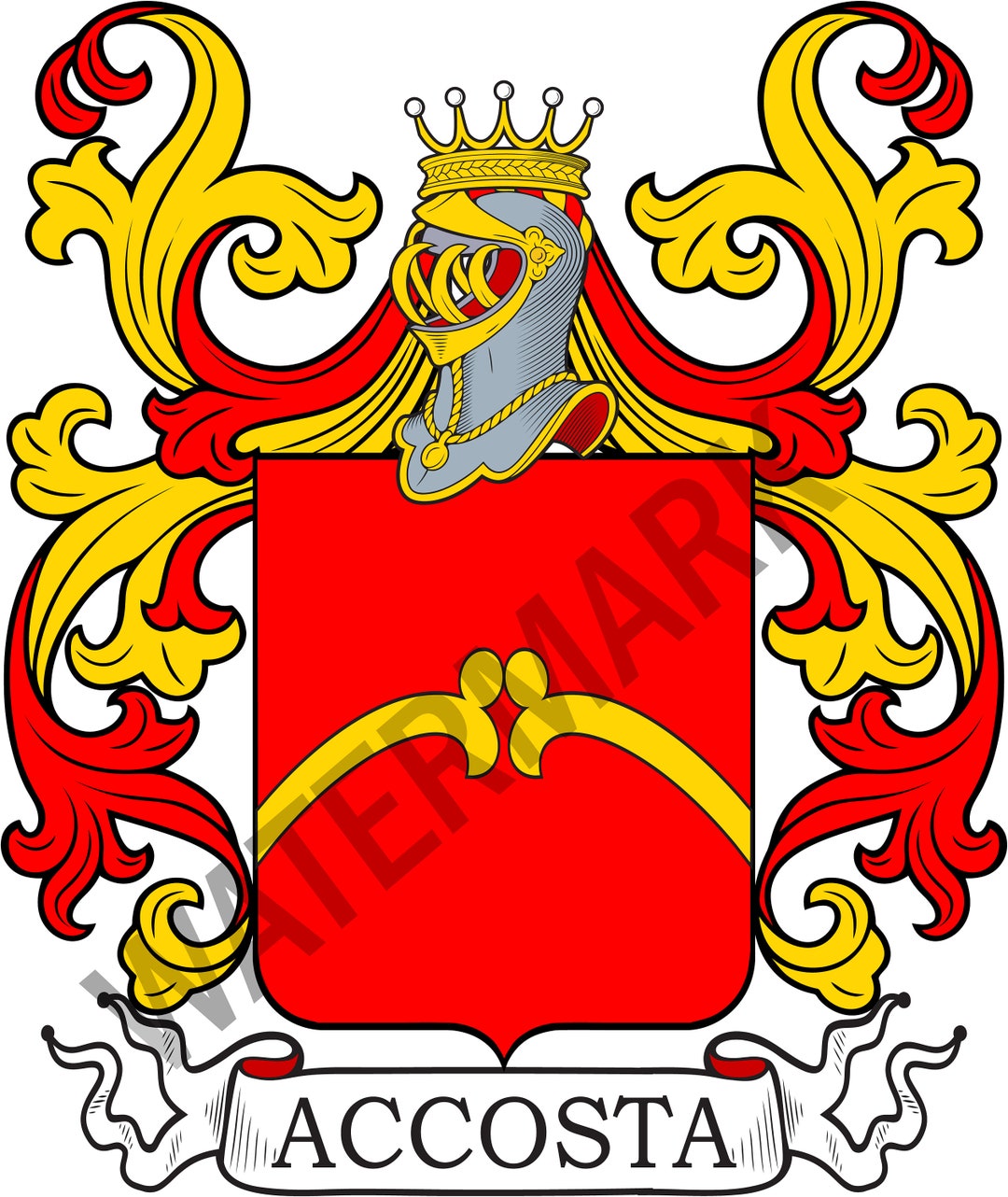 Acosta Family Crest - Digital Download - Acosta Coat of Arms JPG File ...