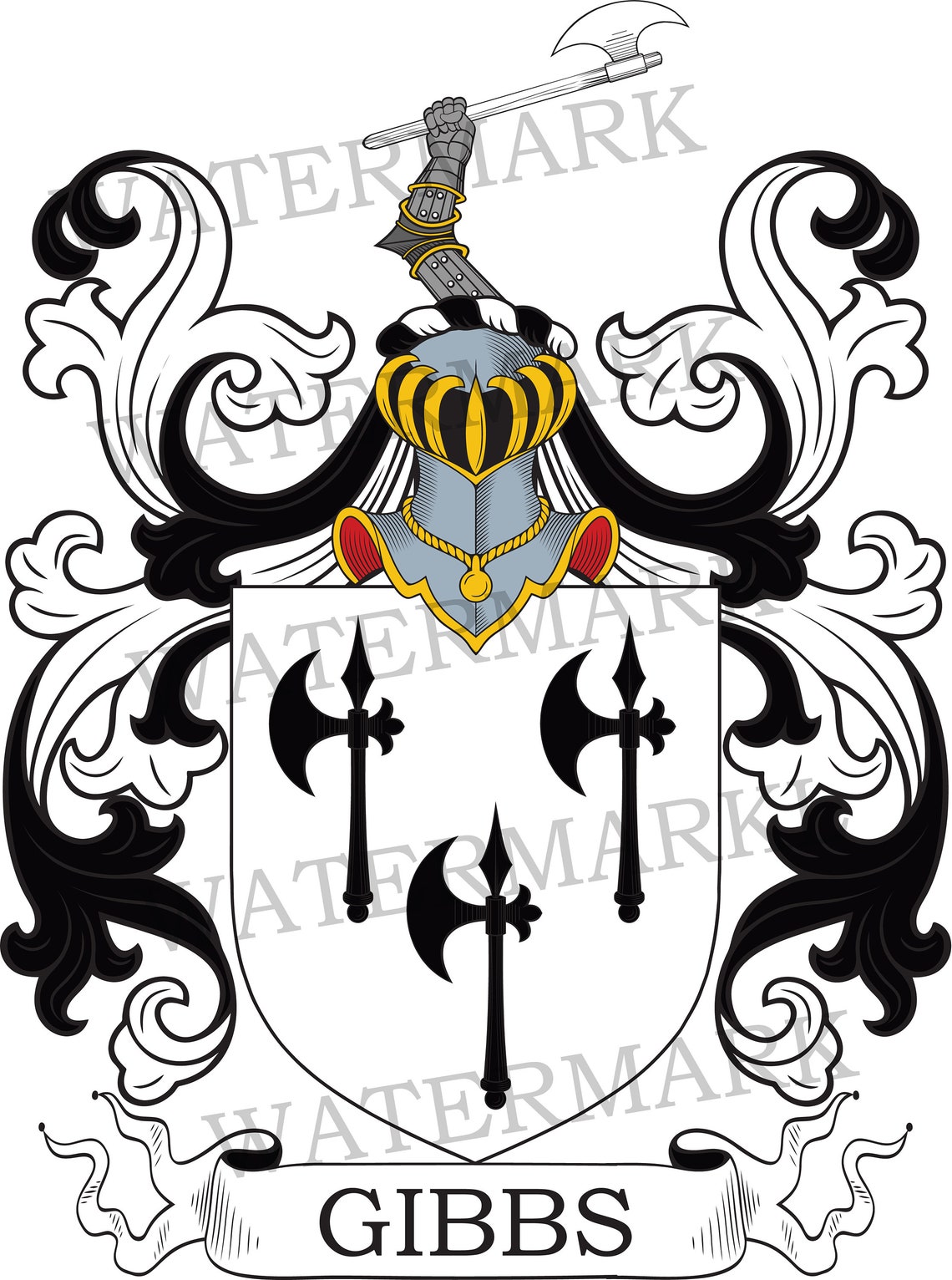 Gibbs Family Crest - Digital Download - Gibbs Coat of Arms JPG File ...