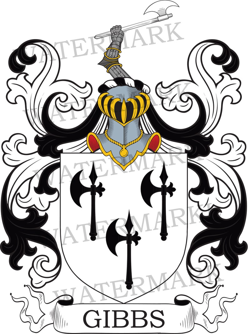 Gibbs Family Crest - Digital Download - Gibbs Coat of Arms JPG File ...