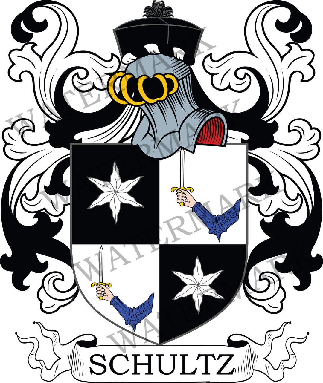 Schultz Family Crest - Digital Download - Schultz Coat of Arms JPG File ...