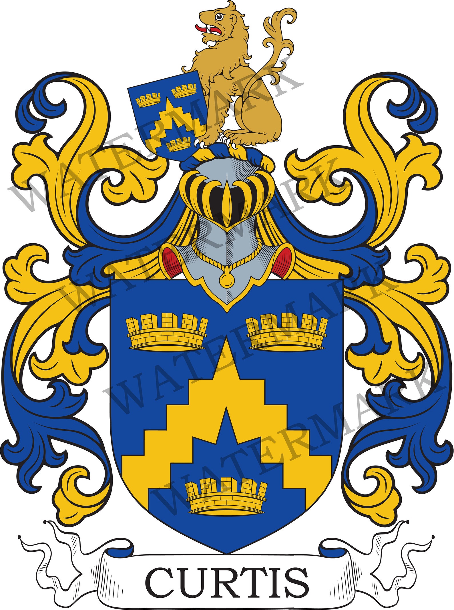 Curtis Family Crest - Digital Download - Curtis Coat of Arms JPG File ...