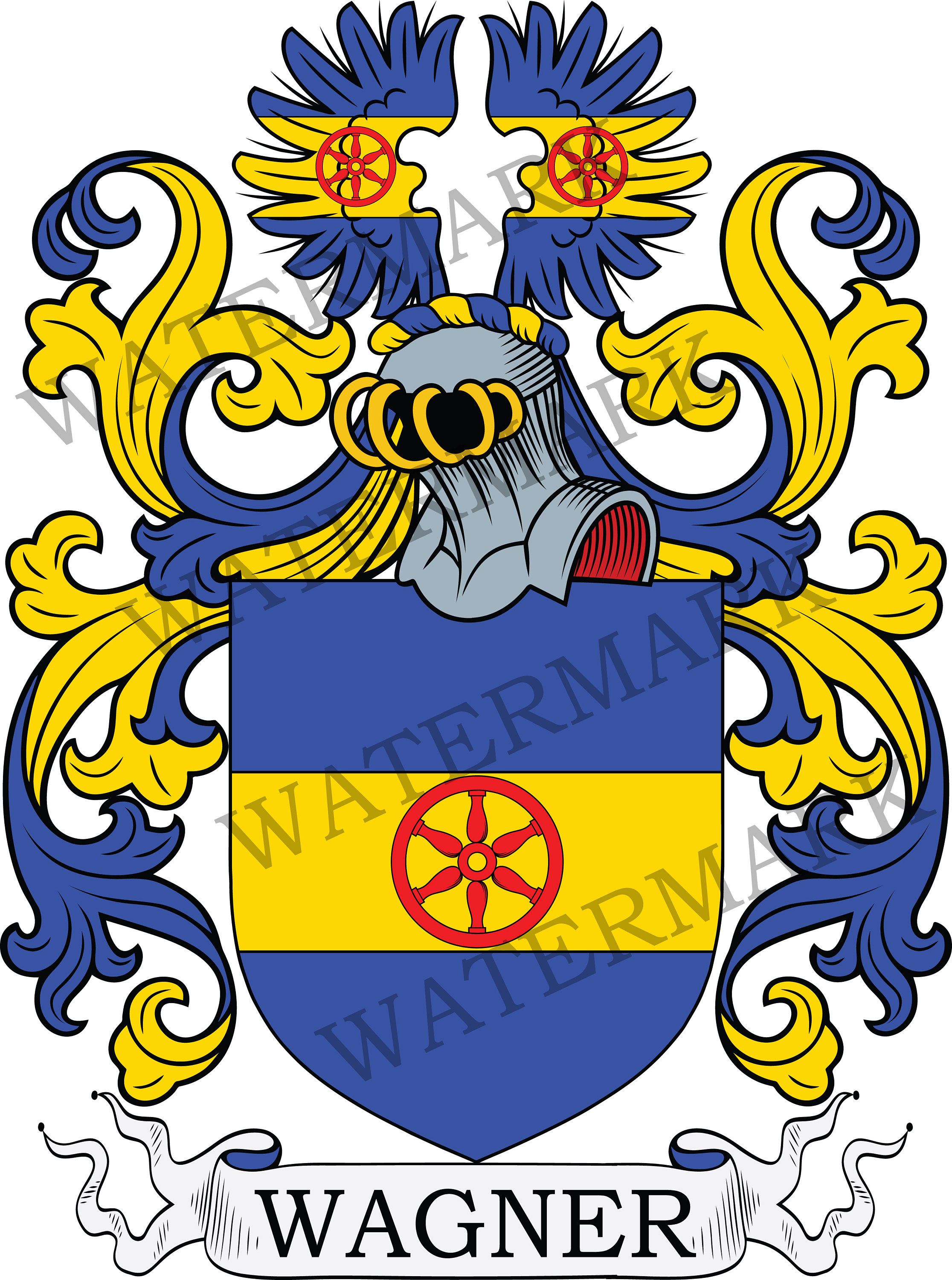 Wagner Family Crest - Digital Download - Wagner Coat of Arms JPG File ...