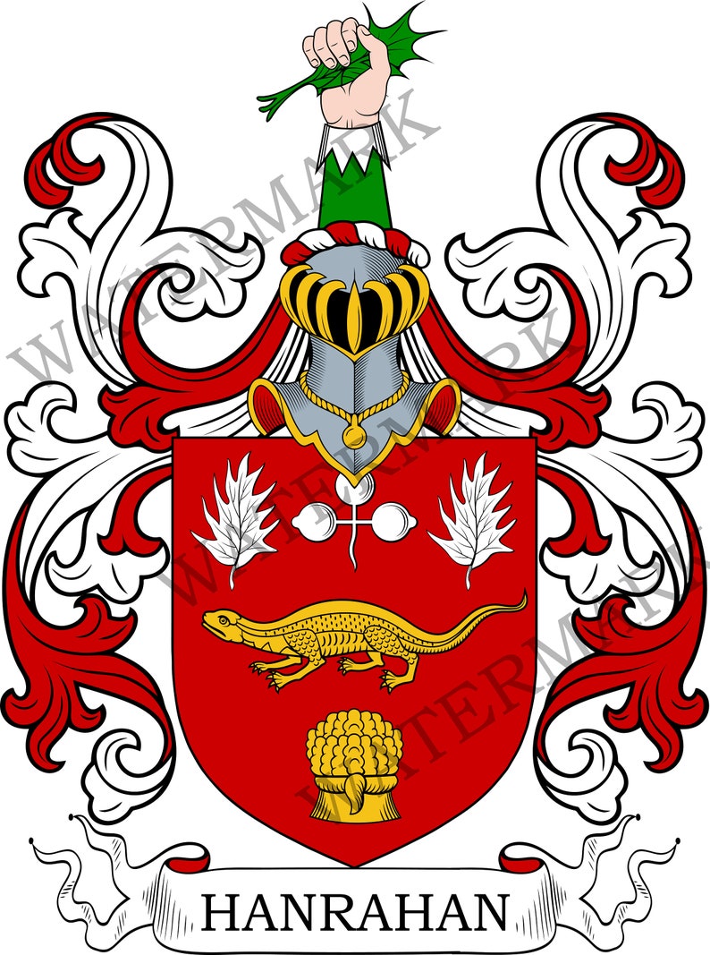 Hanrahan Family Crest - Digital Download - Hanrahan Coat of Arms JPG ...