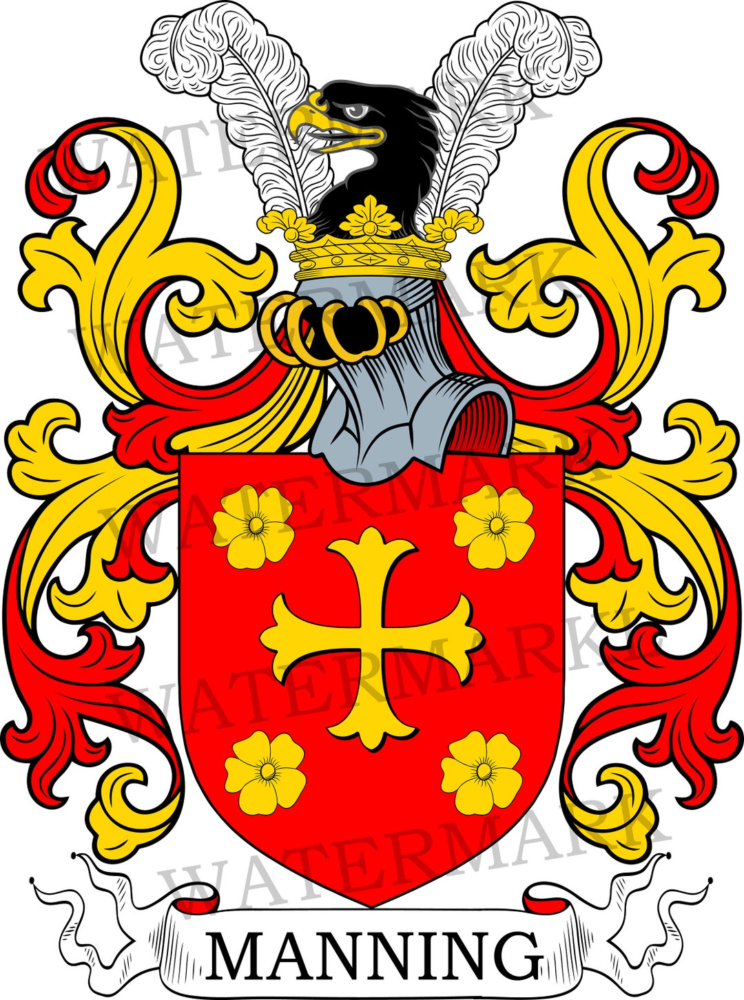 Manning Family Crest - Digital Download - Manning Coat of Arms JPG File ...