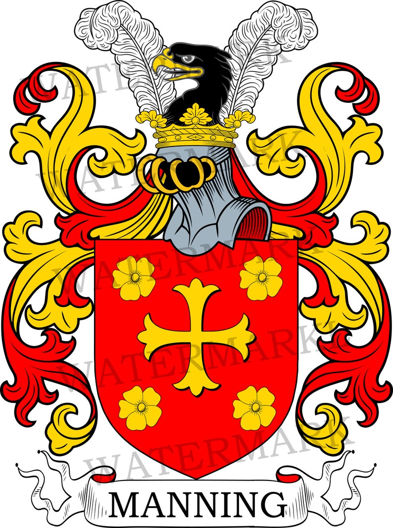 Manning Family Crest - Digital Download - Manning Coat of Arms JPG File ...
