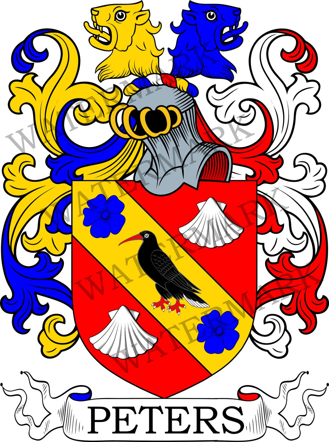 Peters Family Crest alt Digital Download Peters Coat of Arms JPG File ...