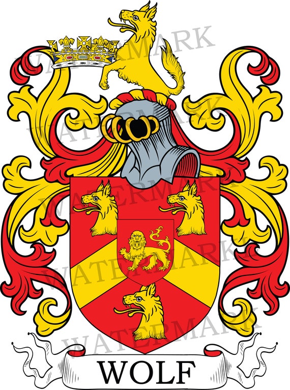 Wolf Family Crest england Digital Download Wolf Coat of - Etsy
