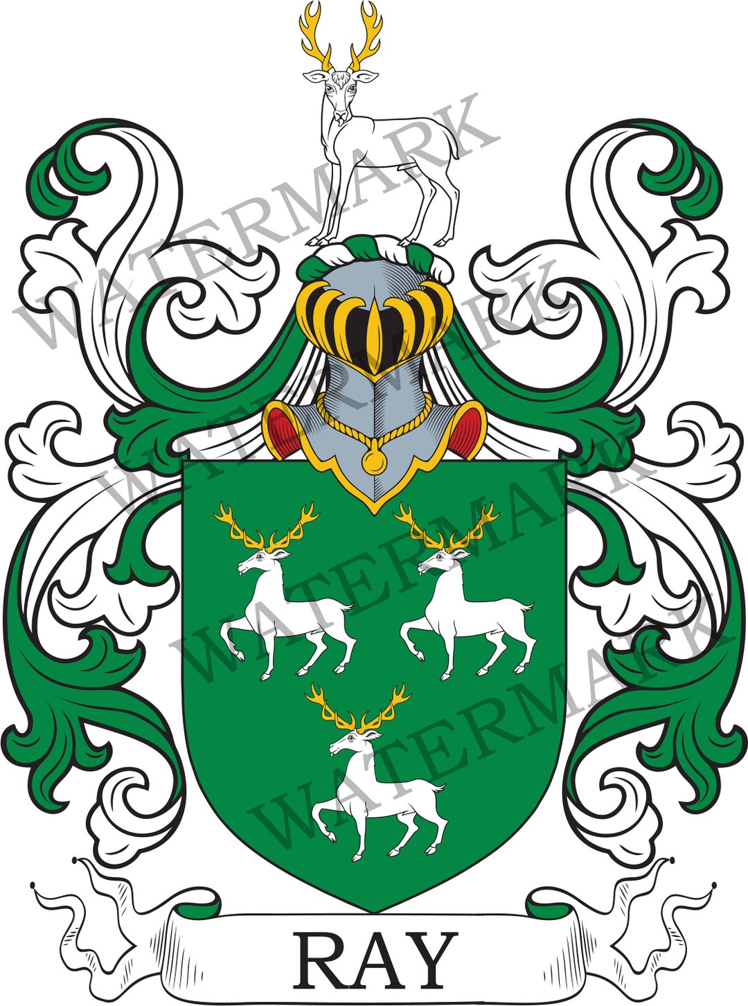 Ray Family Crest - Digital Download - Ray Coat of Arms JPG File ...